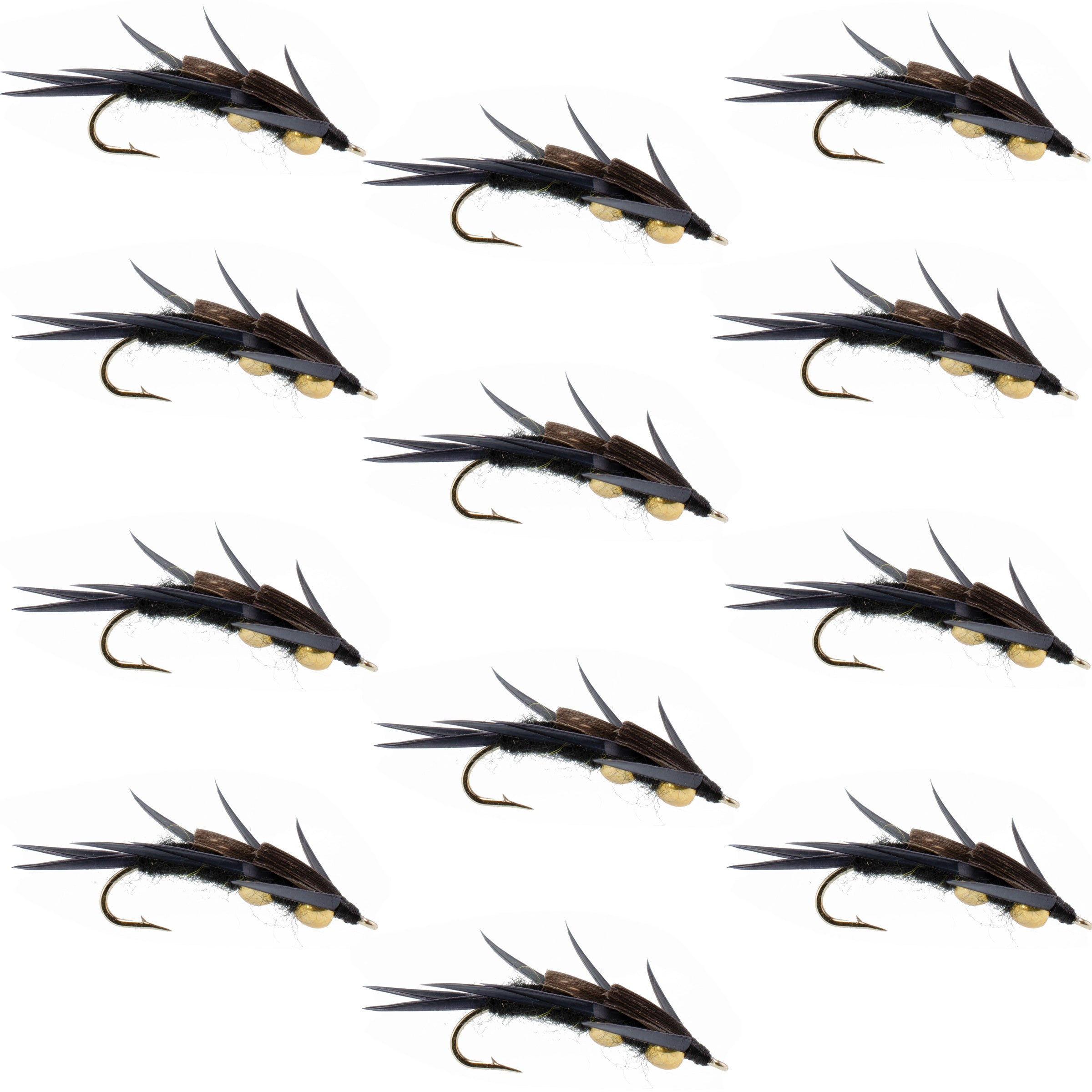 Double Bead Black Stone Fly with Black Biot Legs - Stonefly Wet Fly - – Outdoor America