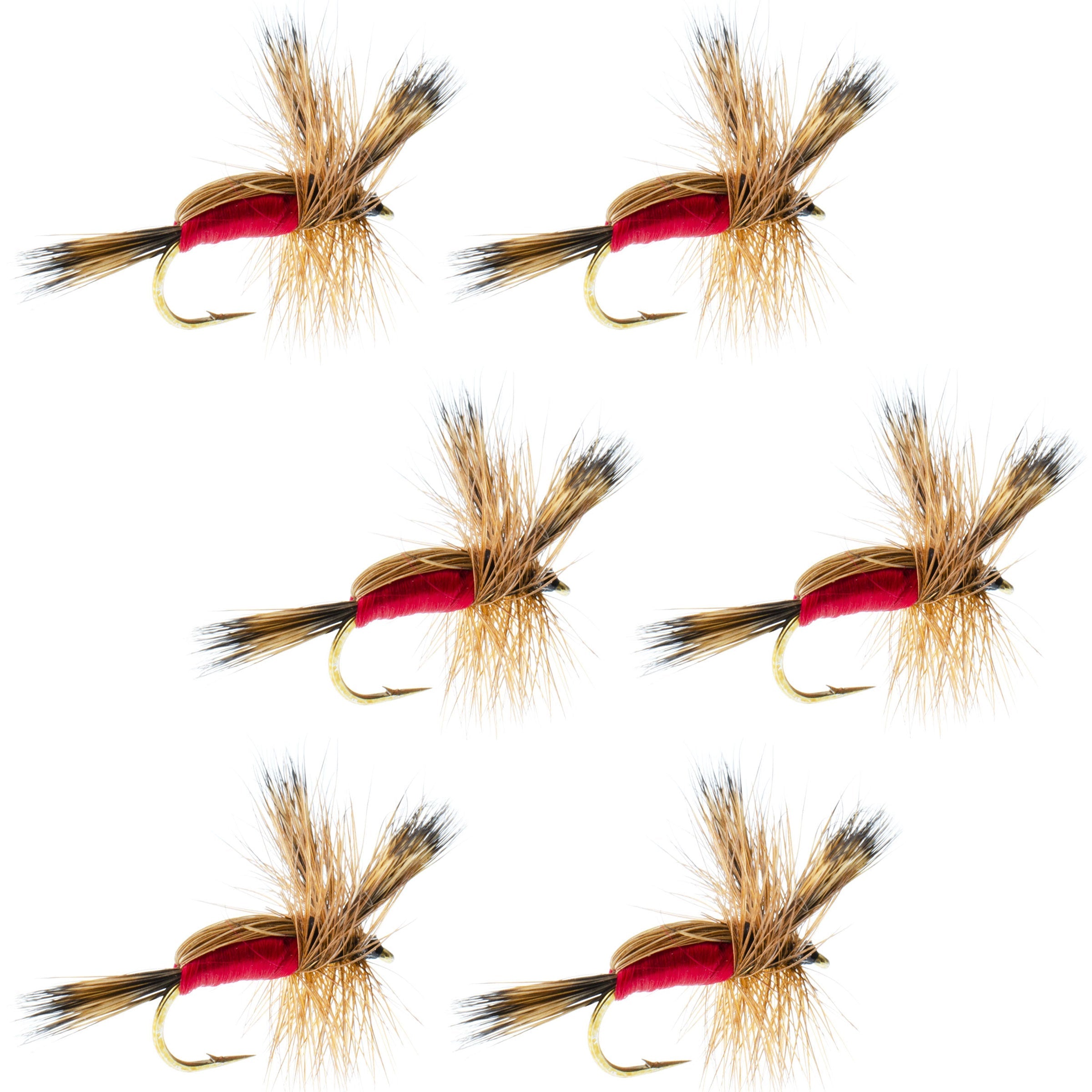 Red Humpy Classic Hair Wing Dry Fly - 6 Flies Hook Size 10 – Outdoor America