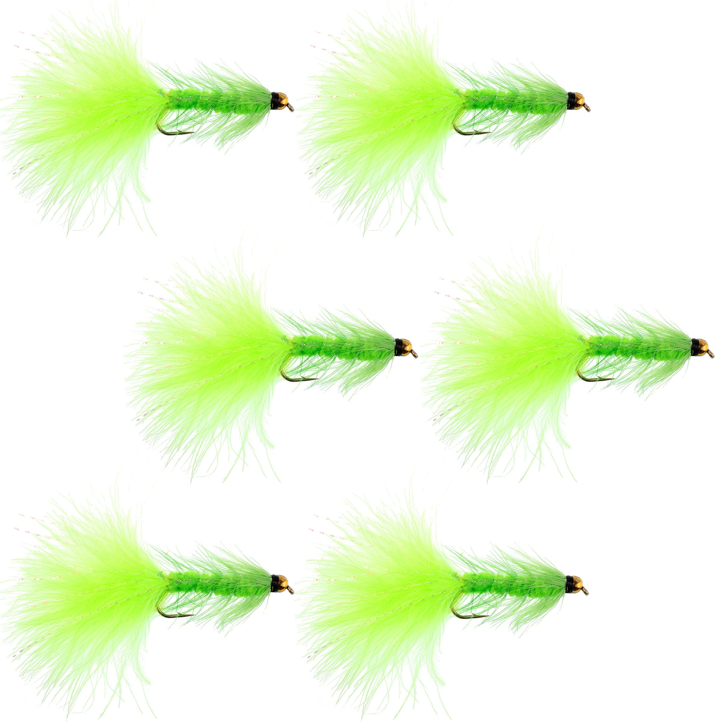 Chartreuse Bead Head Crystal Woolly Bugger Classic Streamer Flies - Se – Outdoor America