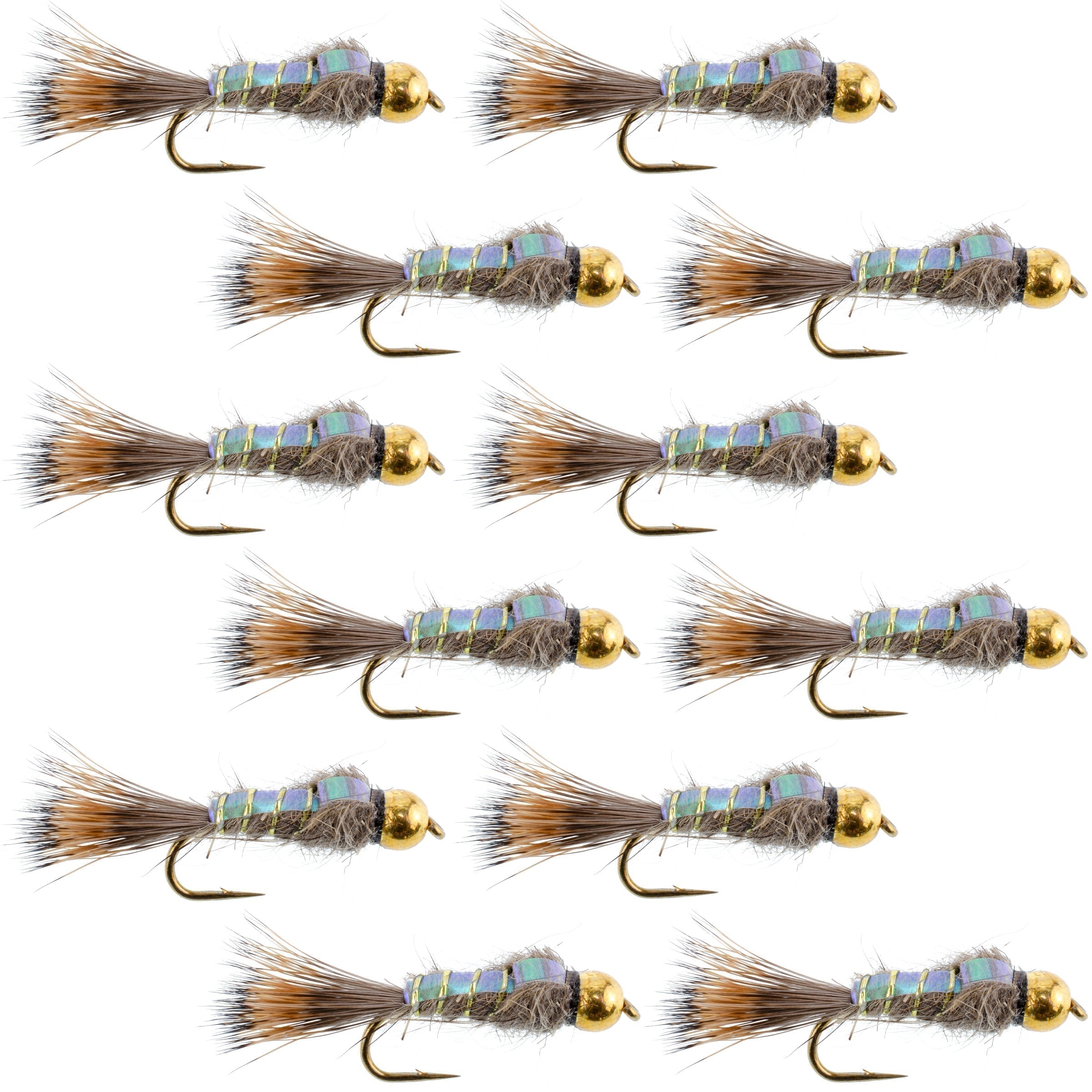 Tungsten Bead Flashback Gold Ribbed Hare's Ear Trout Fly 1 Dozen Nymph – Outdoor America