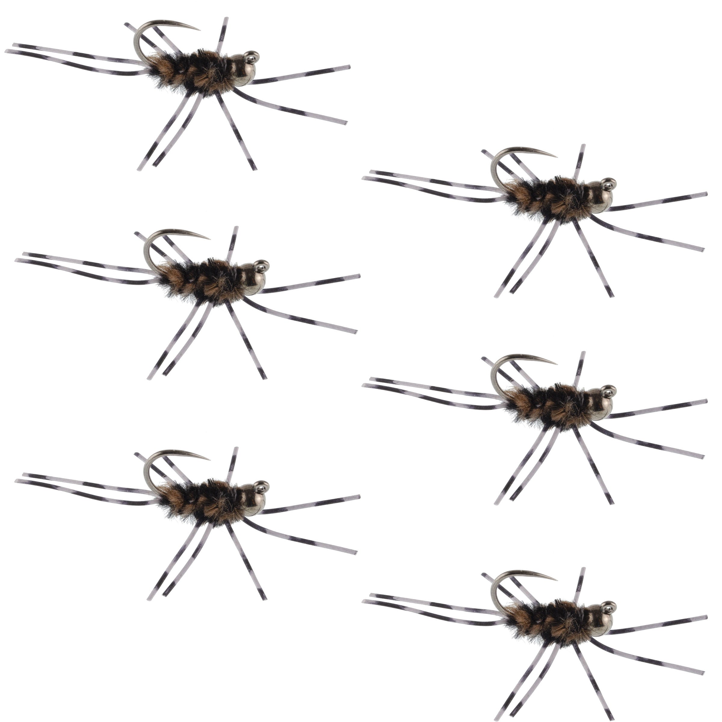 Barbless Pat's Barred Rubber Legs Tungsten Bead Jigged Coffee/Black Eu ...