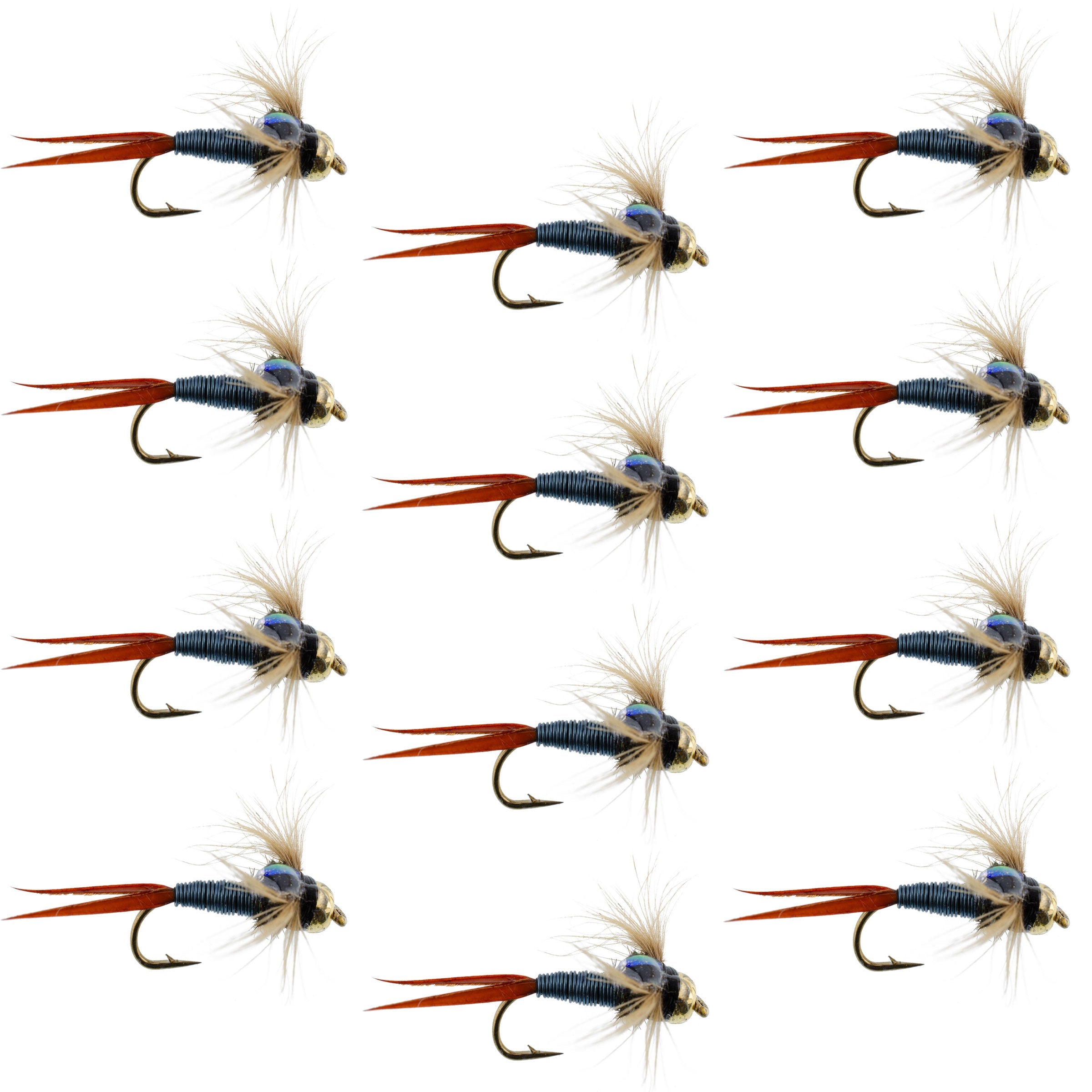 Bead Head Metallic Blue Copper John Nymph - 1 Dozen Fly Fishing Flies ...