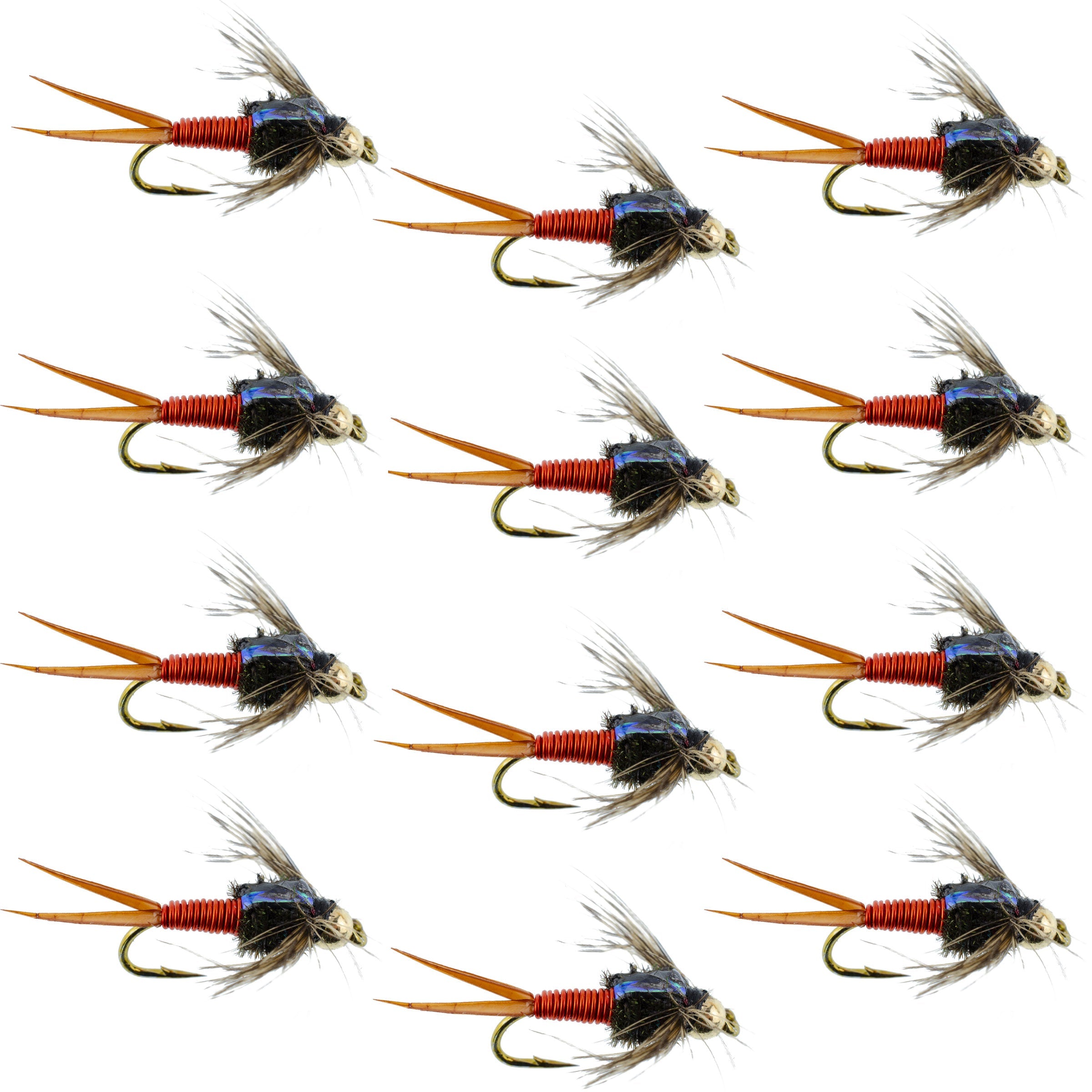 Bead Head Hot Orange Copper John Nymph - 1 Dozen Fly Fishing Flies - H ...