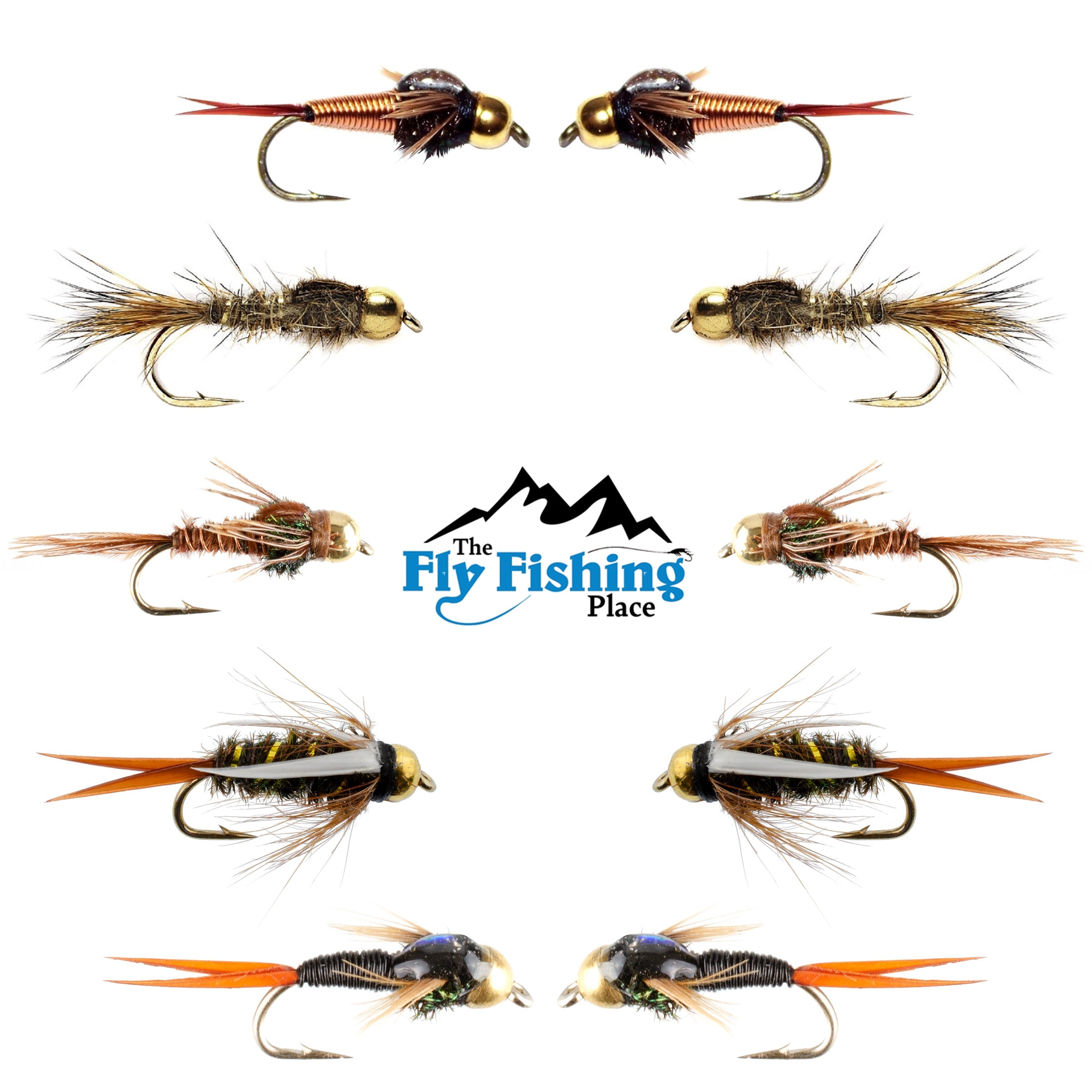 Basics Collection - Copper John and Bead Head Nymph Assortment - 10 We ...