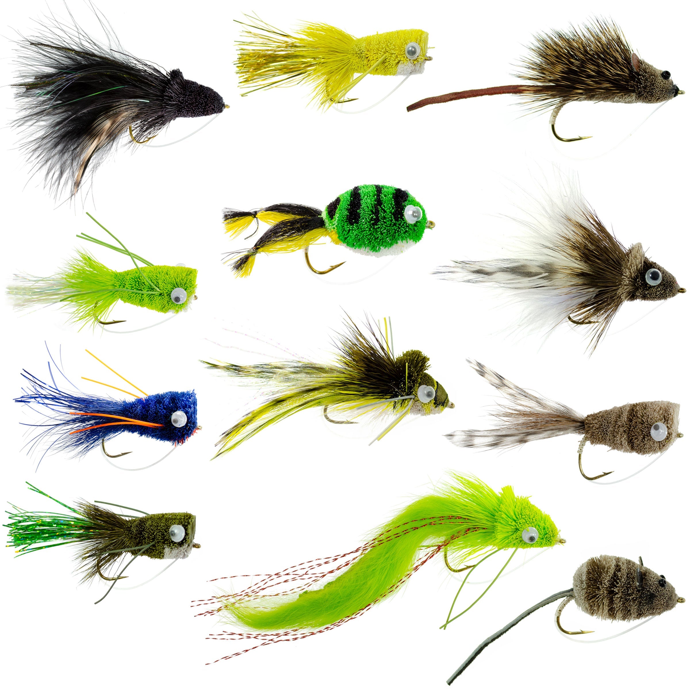 Bass Bug Collection - Set of 12 Bass Fly Fishing Flies - Surface Poppe ...