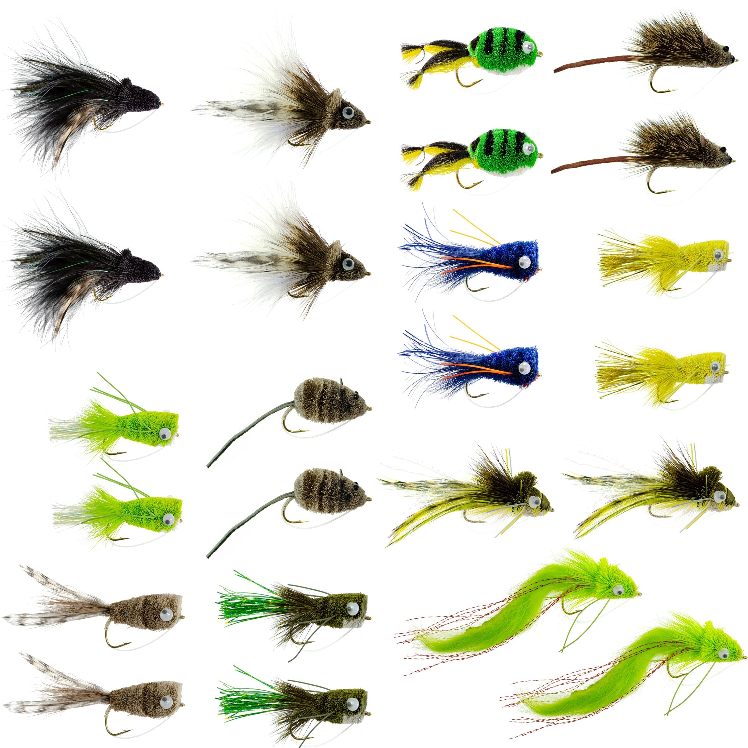 Bass Bug Collection - Set of 24 Bass Fly Fishing Flies - Surface Poppe ...