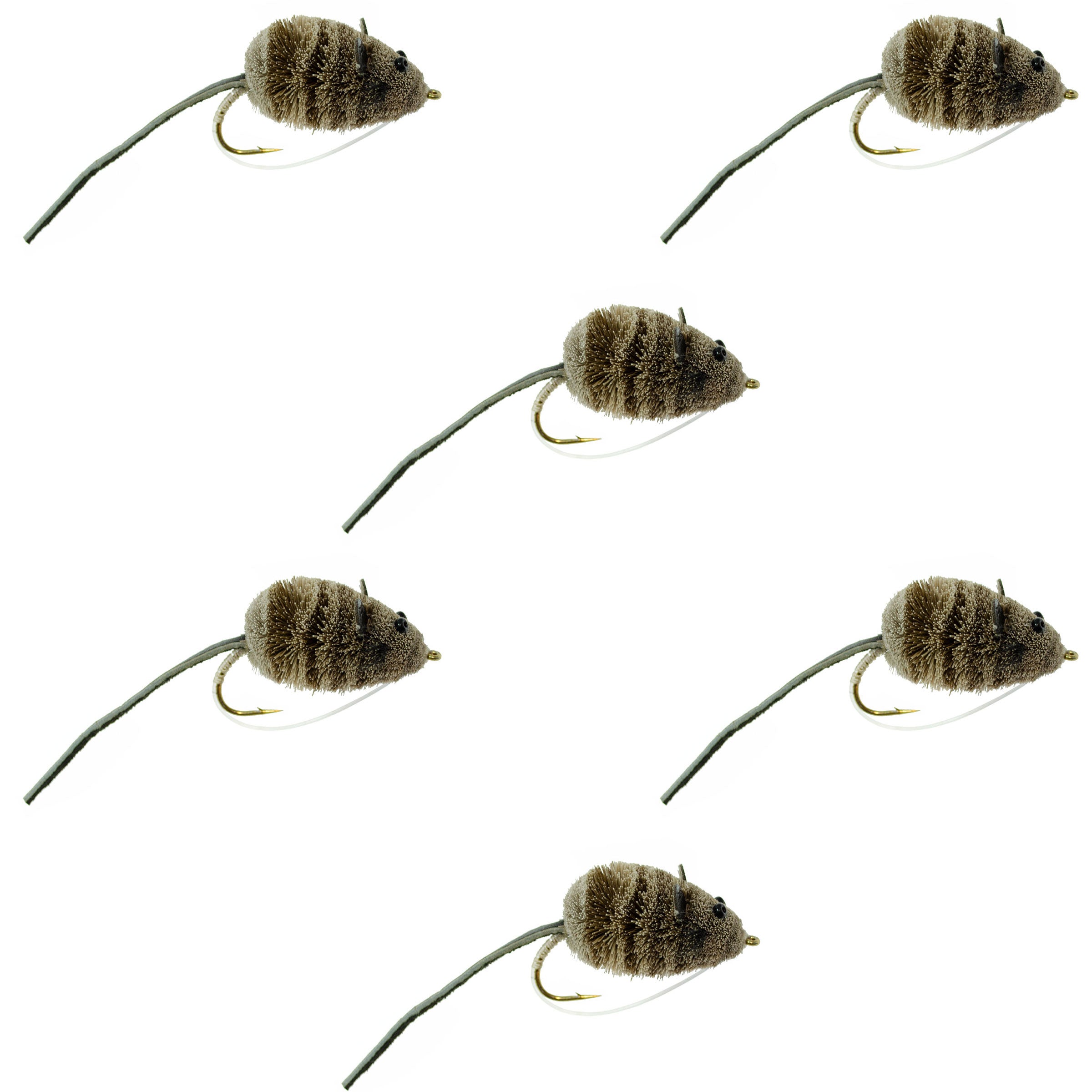 Mighty Mouse Deer Hair Bug 6 Flies Hook Size 4 - Bass Fly Fishing Bug ...