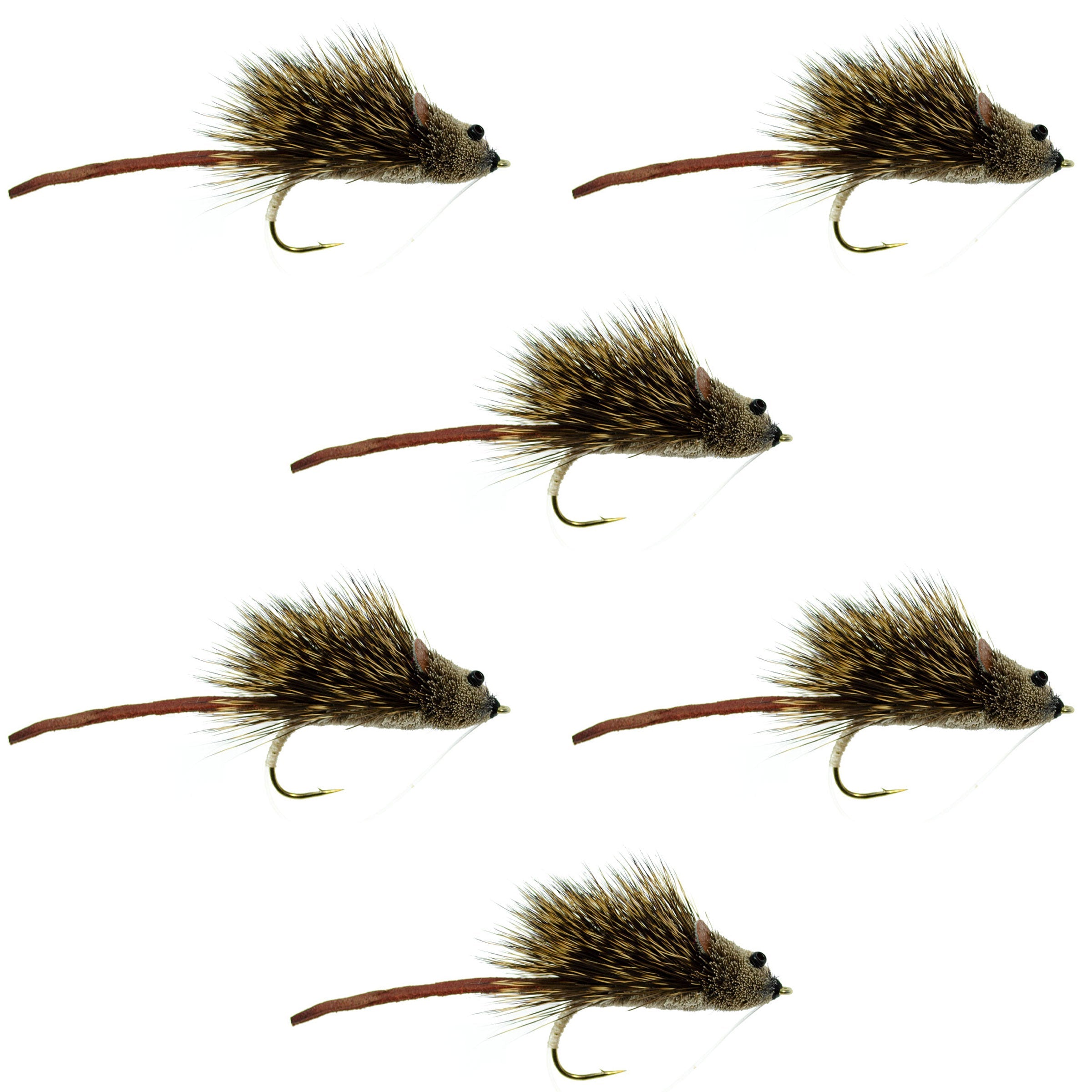 Deer Hair Scruffy Rat 6 Flies Hook Size 2 - Bass Fly Fishing Bug Wide ...