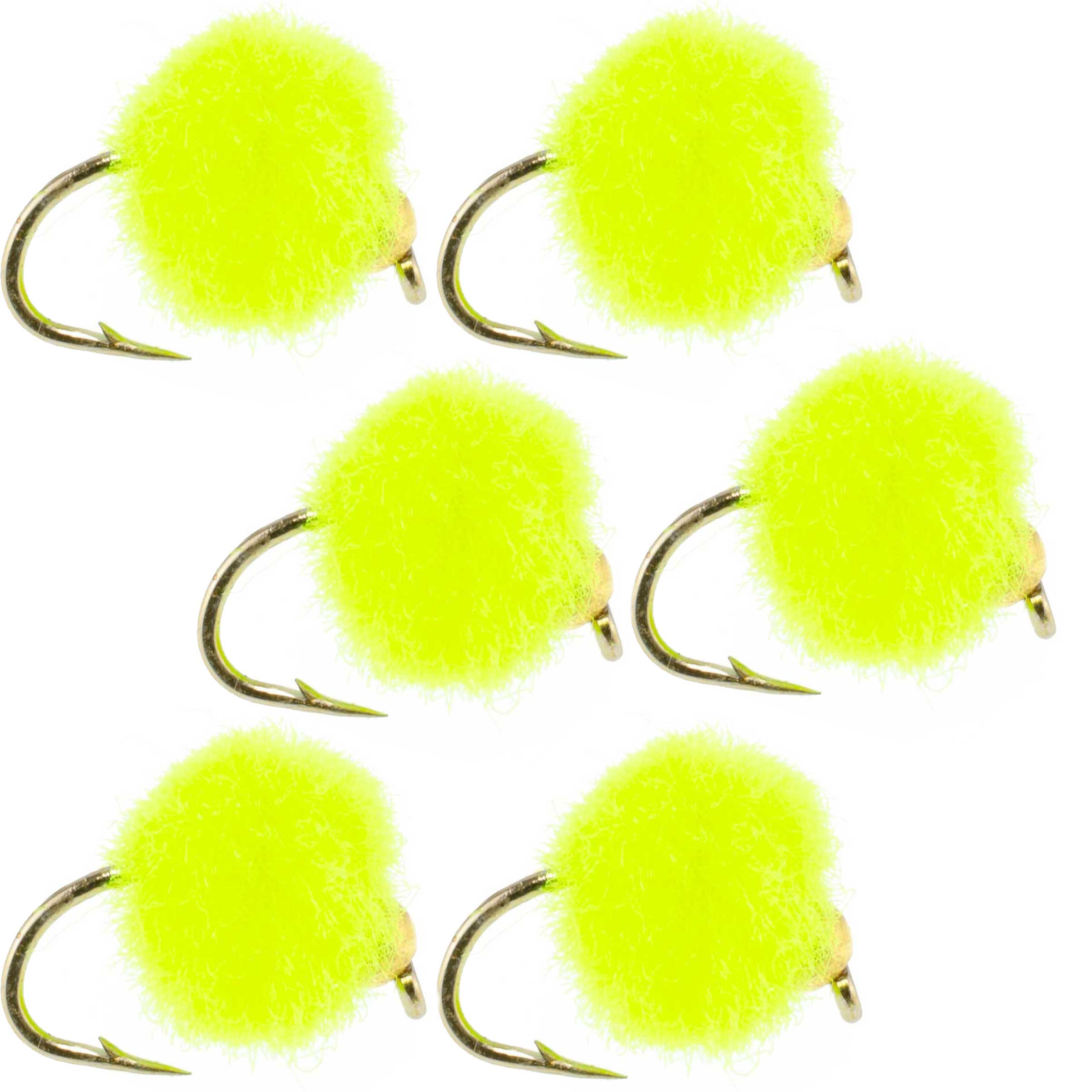 Bead Head Hot Chartreuse Egg Fly Fishing Flies - 6 Flies Hook Size 16 ...