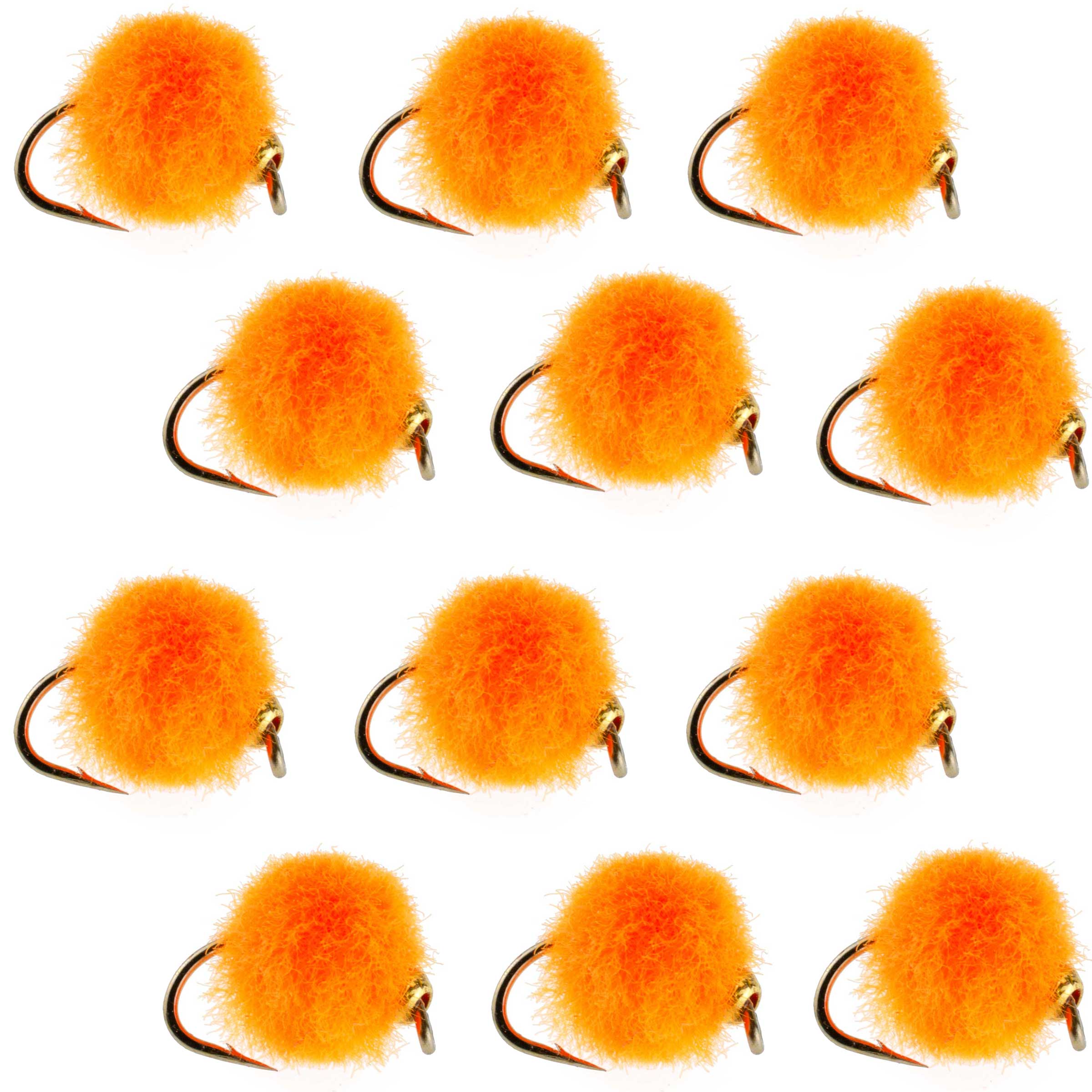 Bead Head Hot Orange Egg Fly Fishing Flies - 1 Dozen Flies Hook Size 1 ...