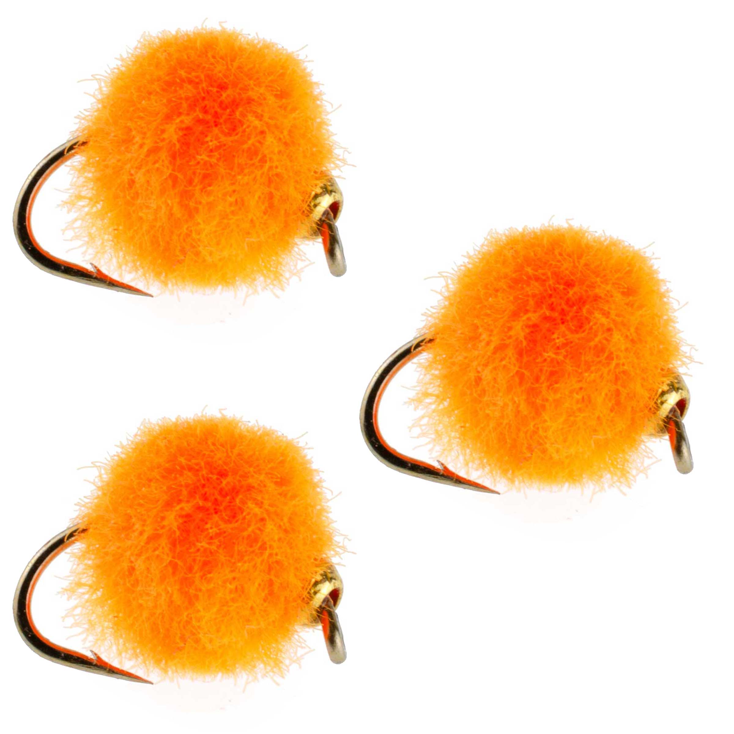 3 Pack Bead Head Hot Orange Egg Fly Fishing Flies - Hook Size 16 ...