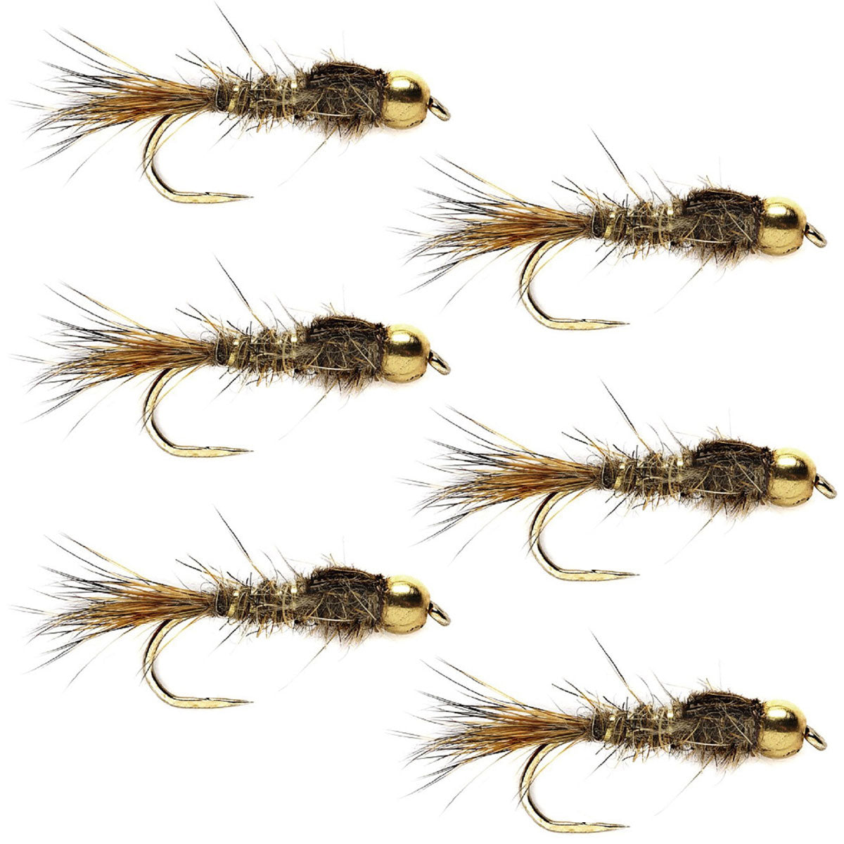 Barbless Bead Head Gold Ribbed Hare's Ear Nymph 6 Flies Hook Size 10 ...