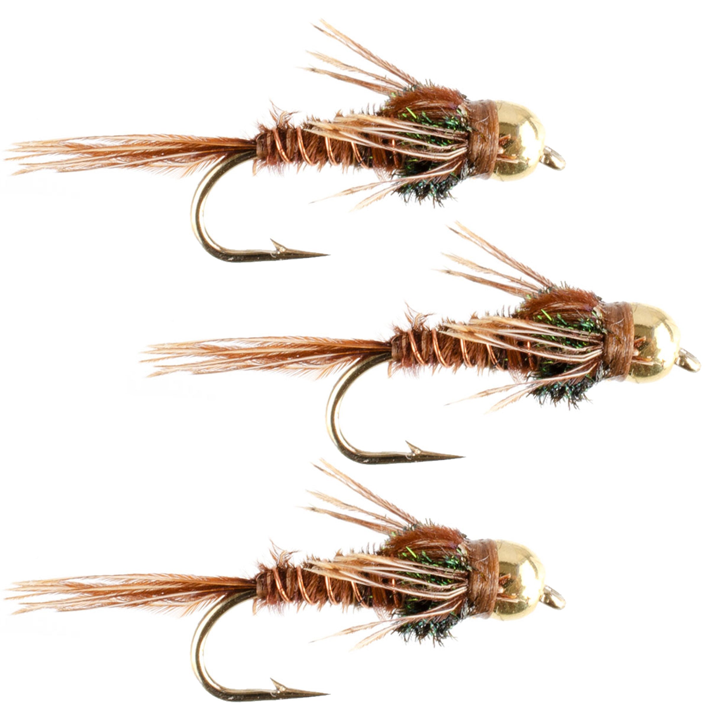3 Pack Bead Head Pheasant Tail Nymph Fly Hook Size 18 Outdoor America