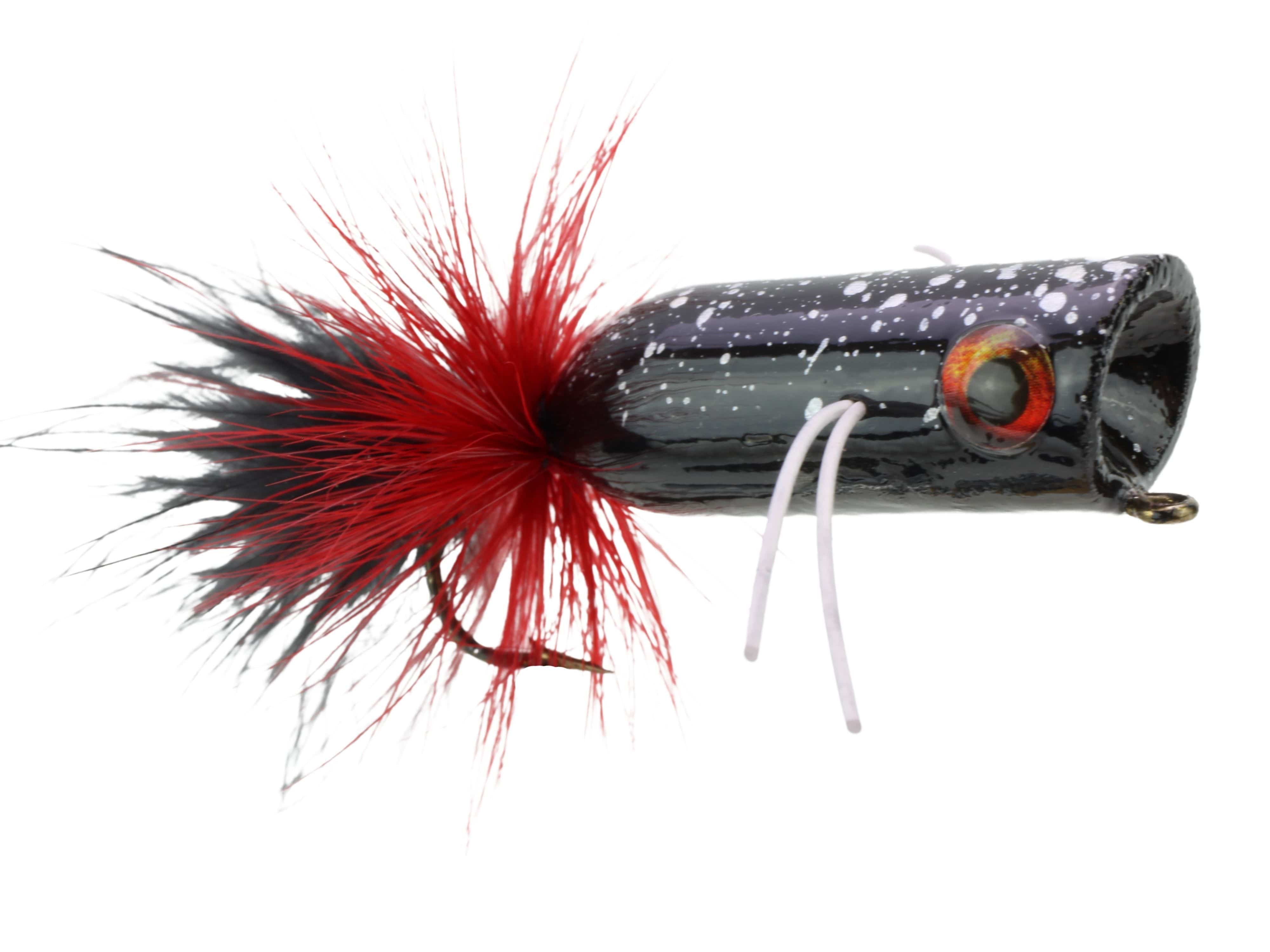 Mini Bass Popper, Size1/0 | Red and Black | Qty. 4 | Wild Water Fly Fi ...