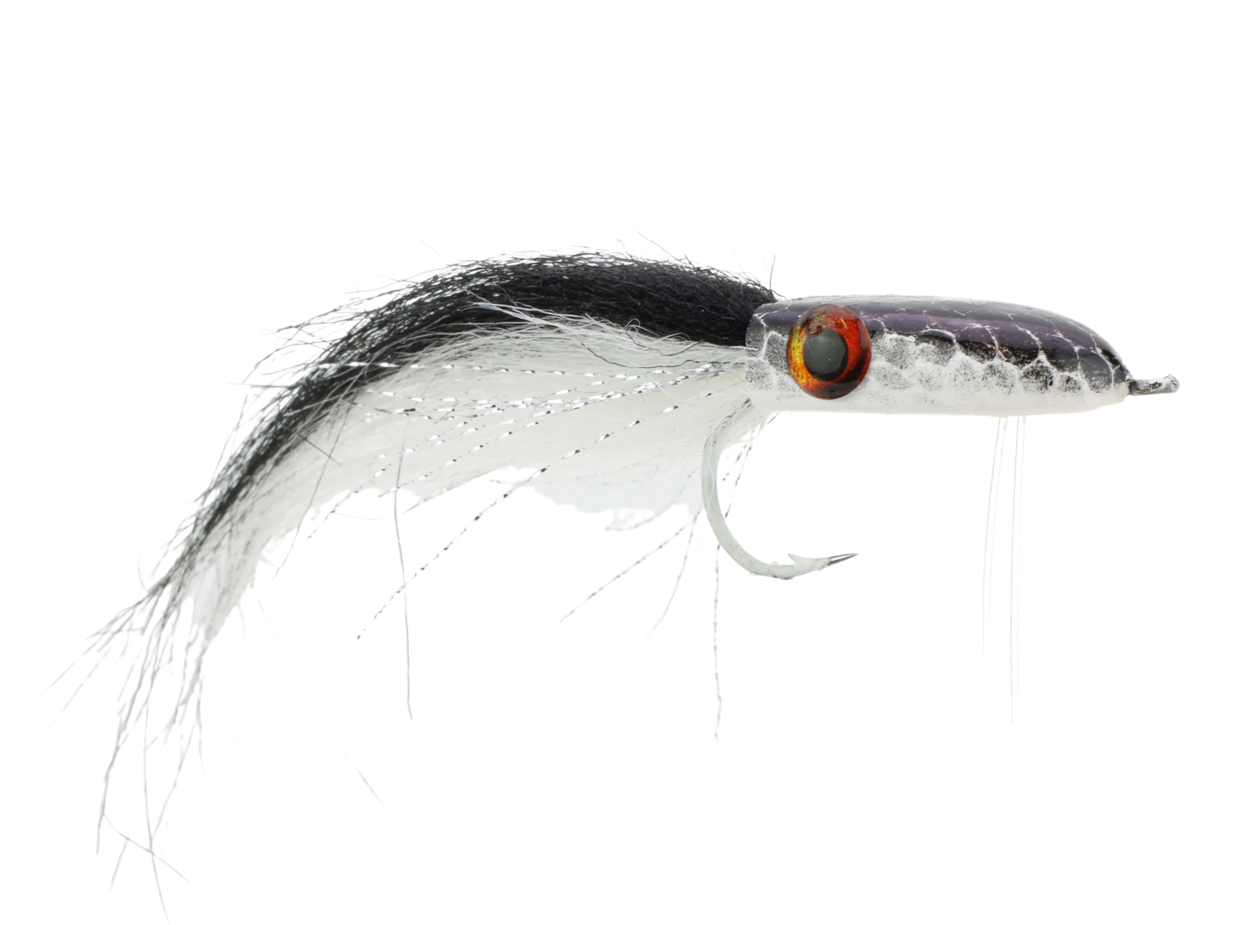 Snake Head Popper, Size 2/0 | Black and White | Qty. 2 | Wild Water Fl ...