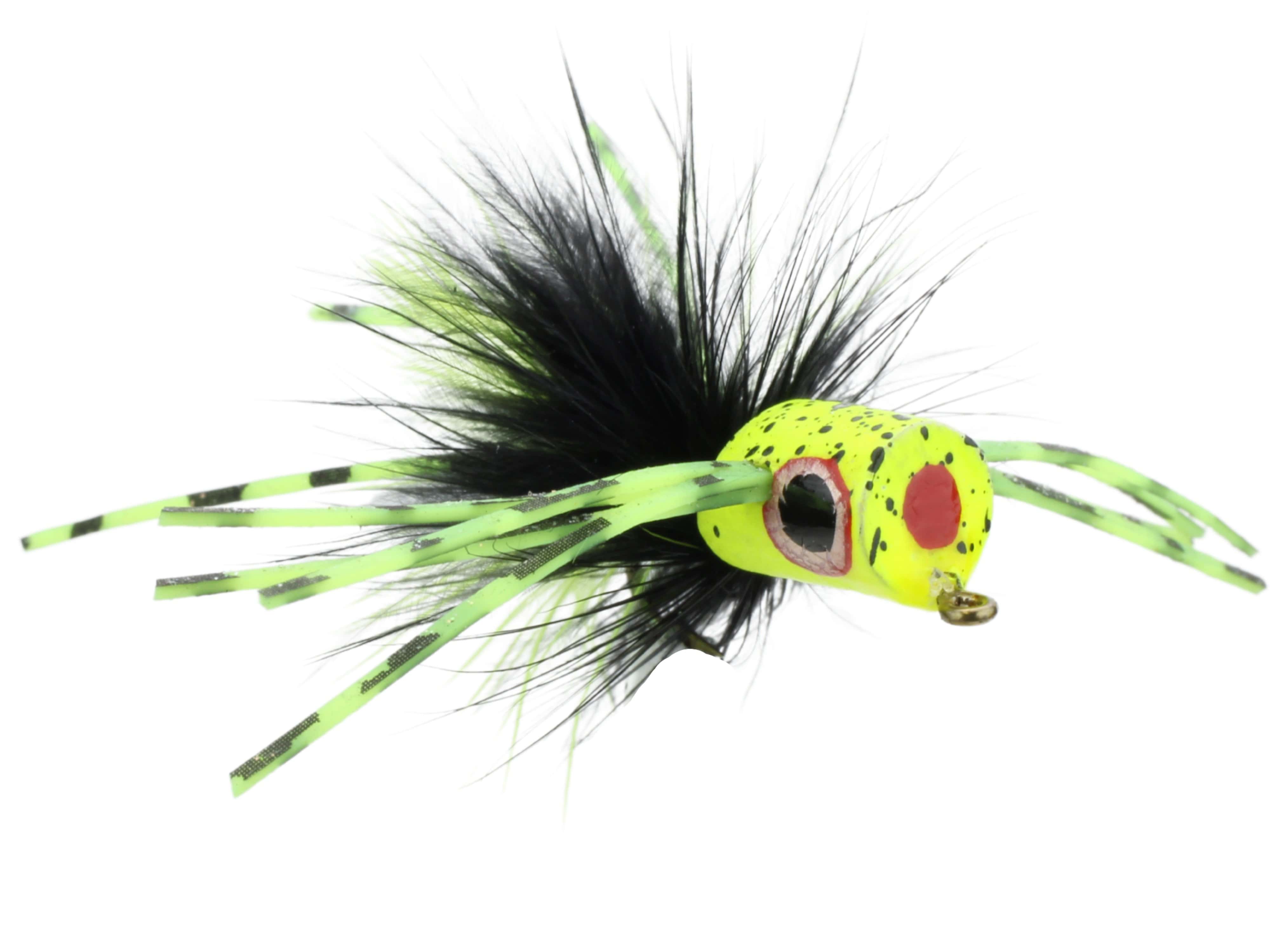 Flat Face Mini Panfish Popper, Size 8 | Green and Yellow Spider Legs ...