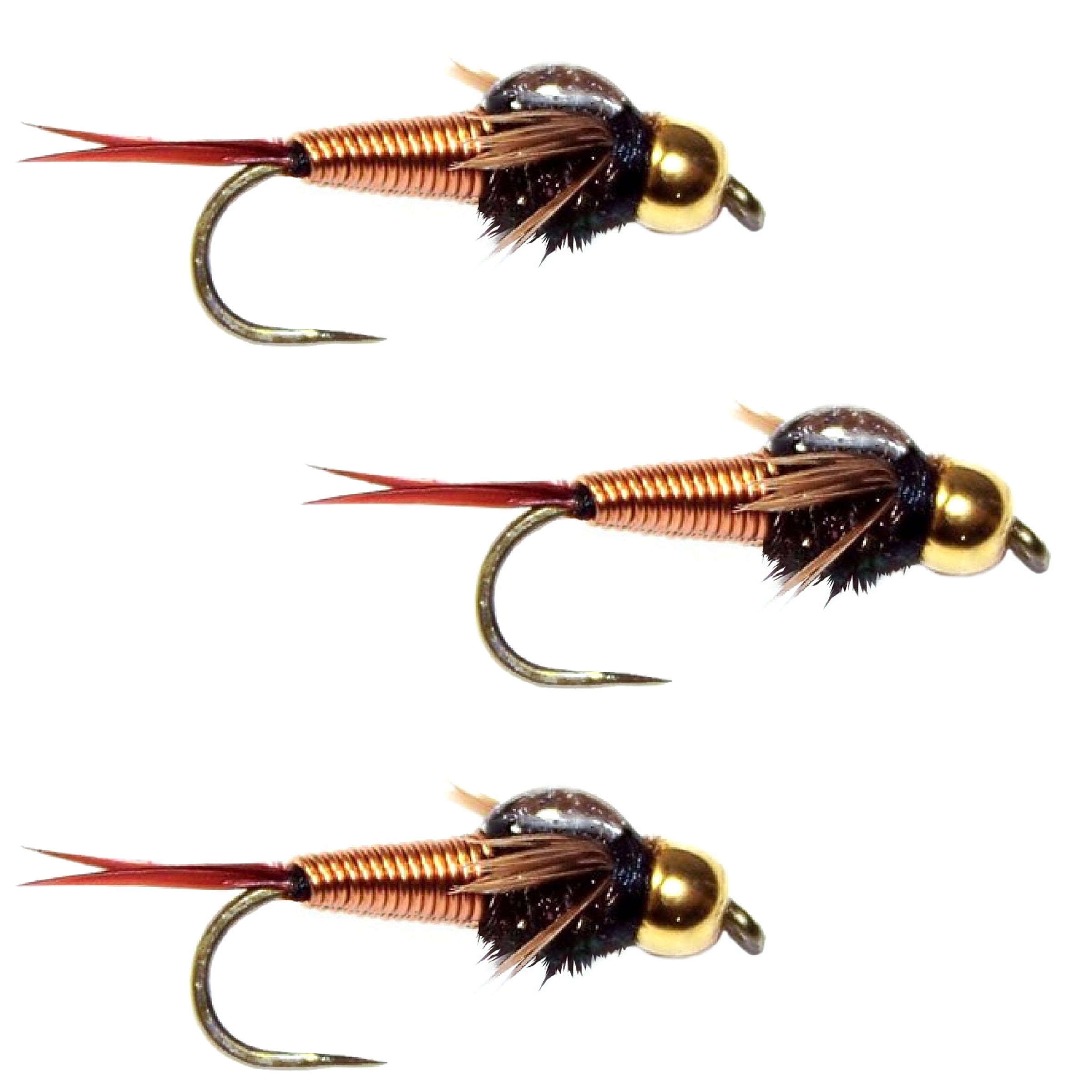 3 Pack Barbless Bead Head Copper John Nymph Fly Fishing Flies - Hook S ...