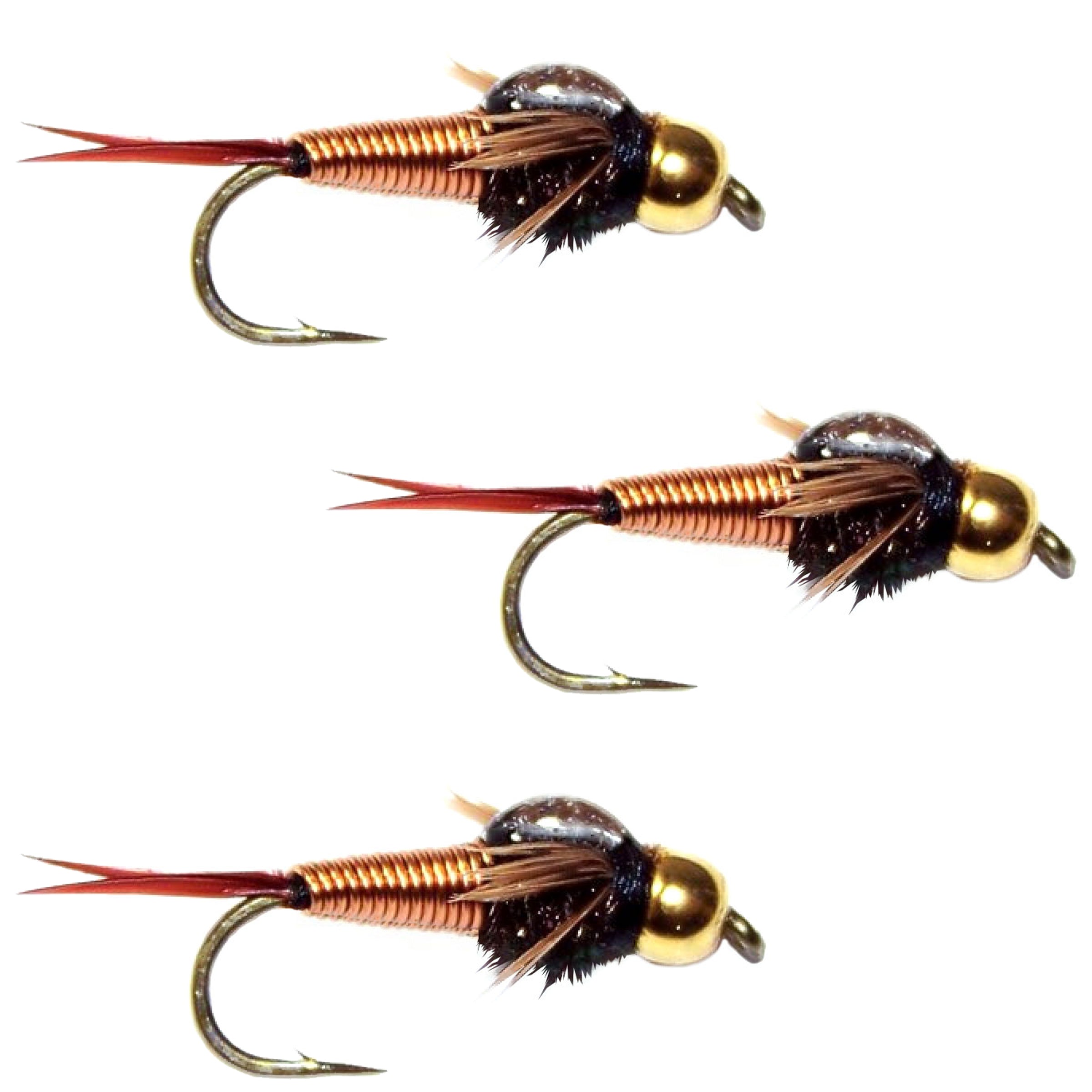 3 Pack Bead Head Copper John Nymph Fly Fishing Flies - Hook Size 16 ...