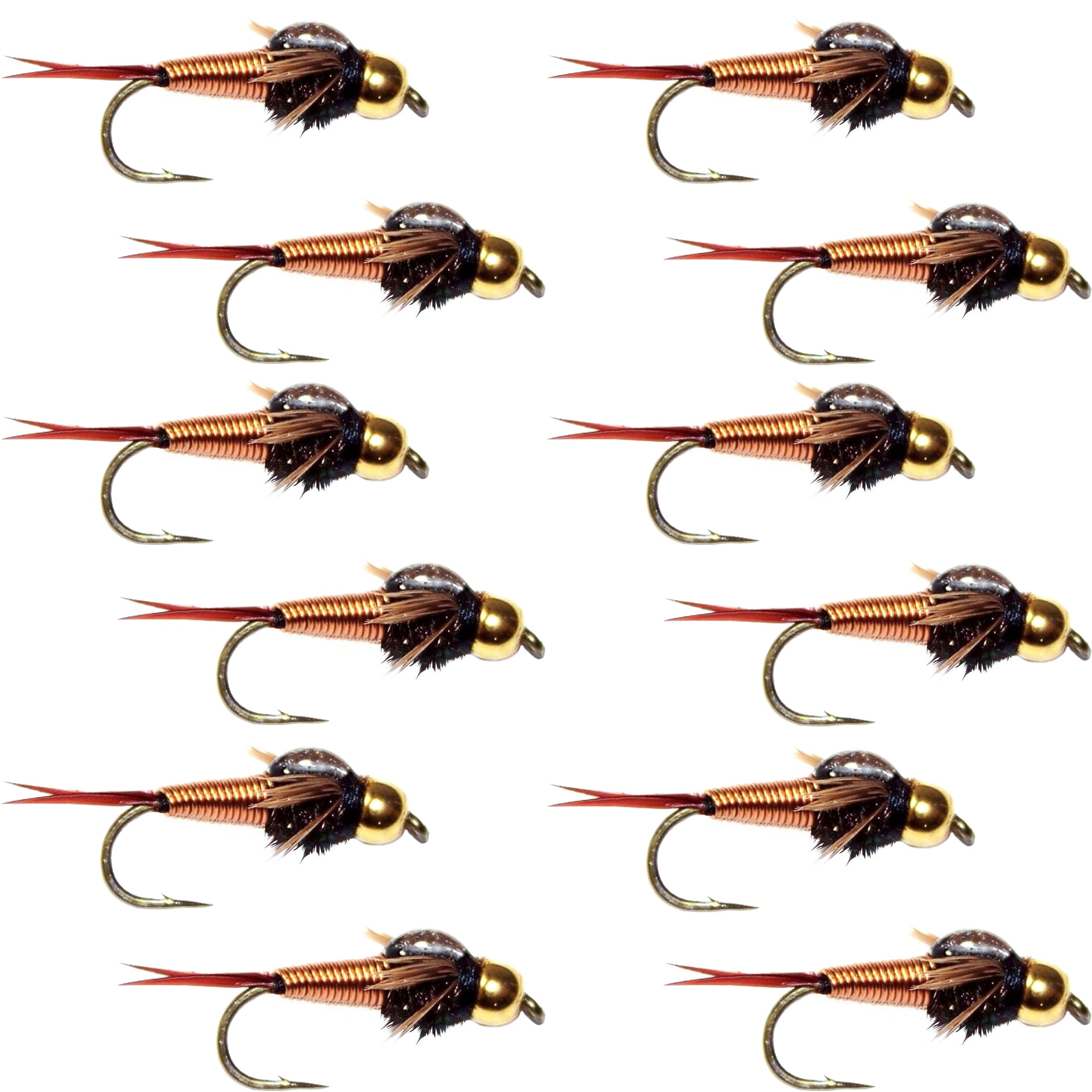 Bead Head Copper John Nymph 1 Dozen Fly Fishing Flies - Hook Size 18 ...