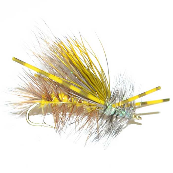 3 Pack Kaufmann's Yellow Crystal Stimulator Rubber Legs Dry Fly - Hook ...