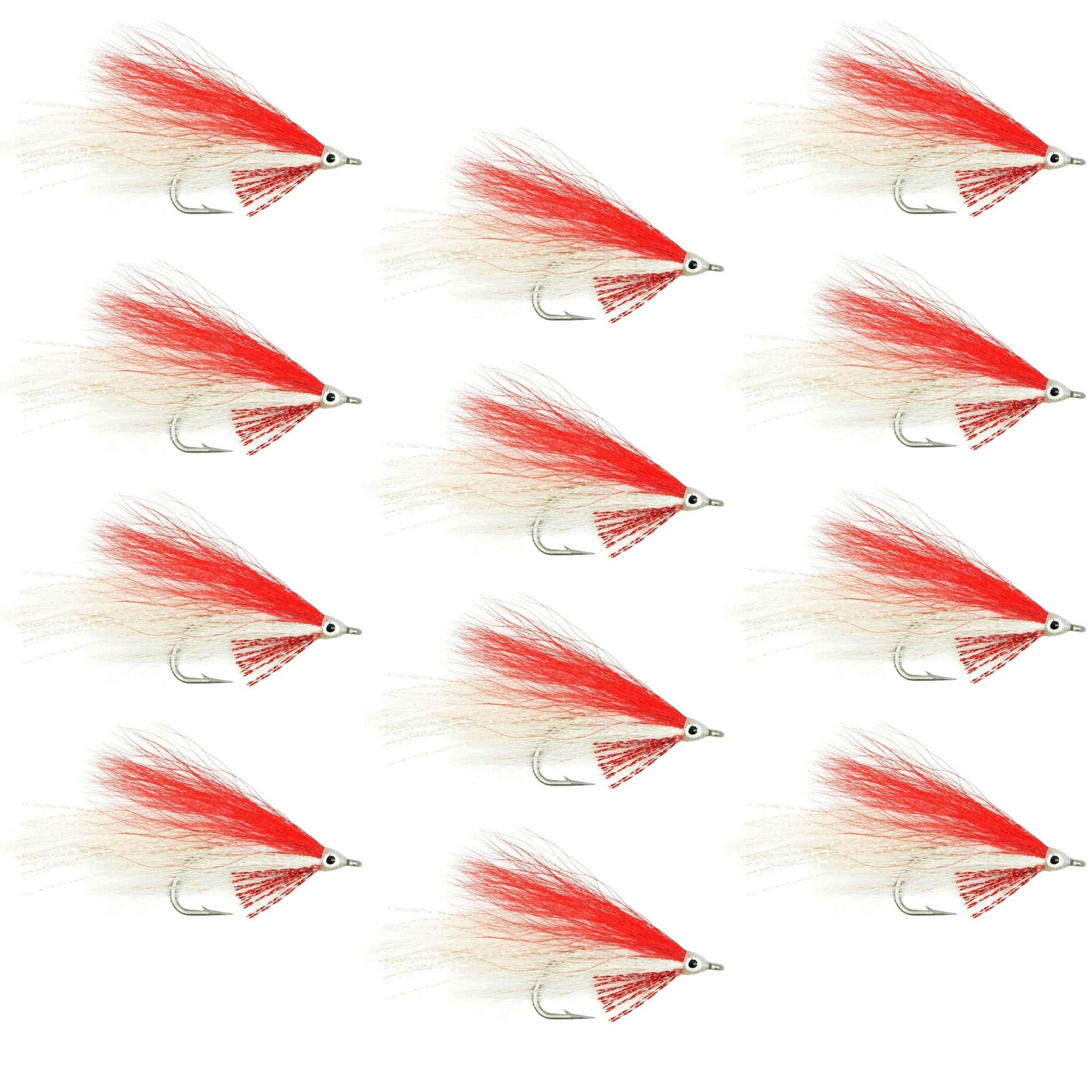 Lefty's Deceiver Saltwater Streamer Fly - Red/White - 1 Dozen Hook Siz ...