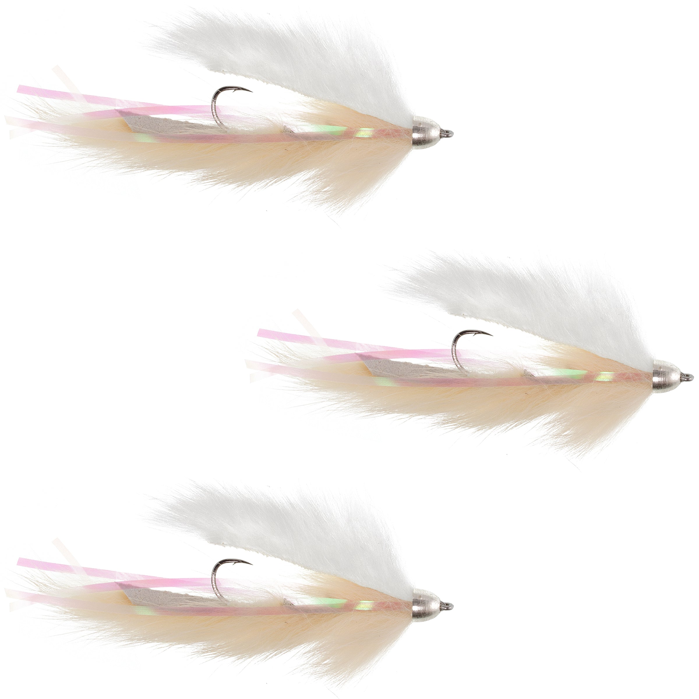 Dolly Llama Stinger Streamer Flies - 3 Flesh and Cream Steelhead Trout ...