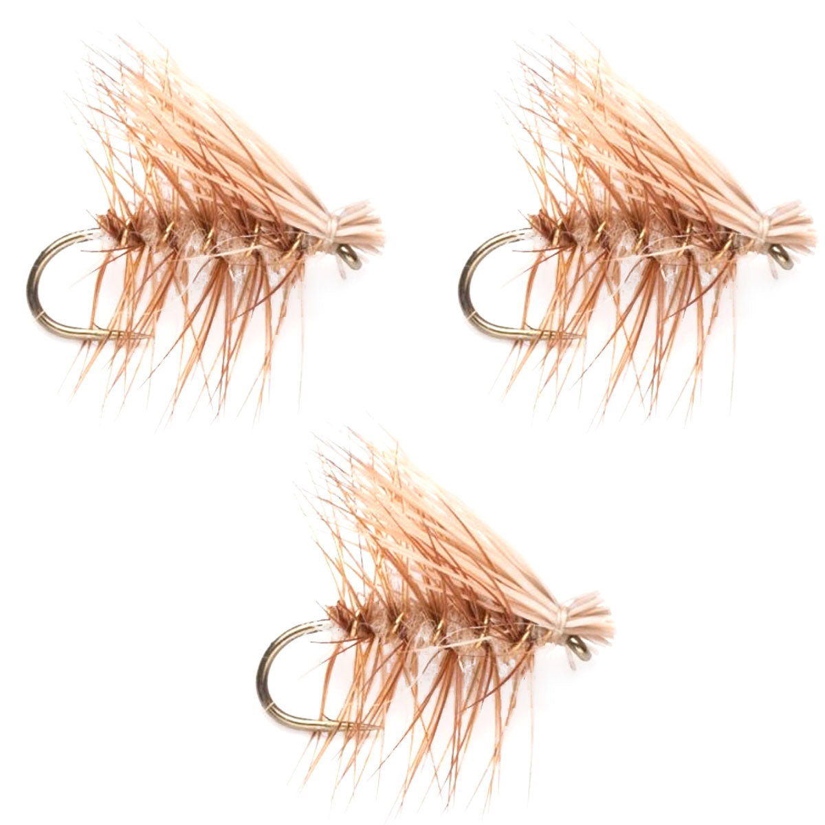 3 Pack Tan Elk Hair Caddis Classic Trout Dry Flies Size 14 – Outdoor ...