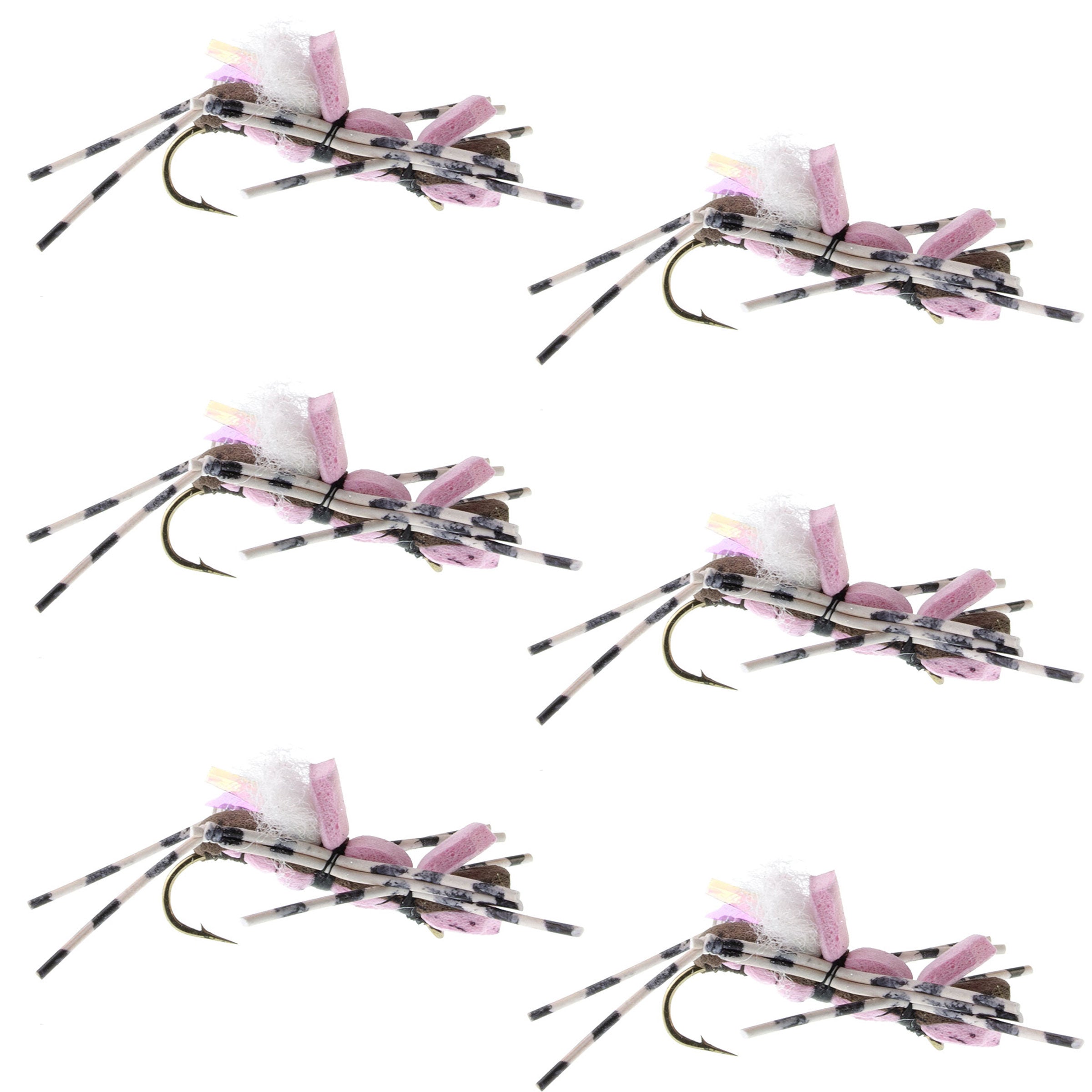 Fat Albert Pink Foam Body Grasshopper Fly - 6 Flies Hook Size 10 ...
