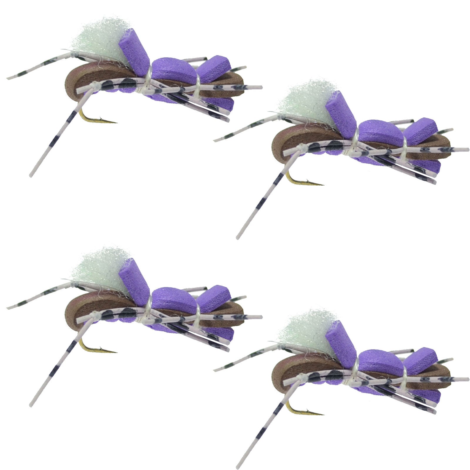 4 Pack Fat Albert Purple Foam Body Grasshopper Fly - Hook Size 10 ...