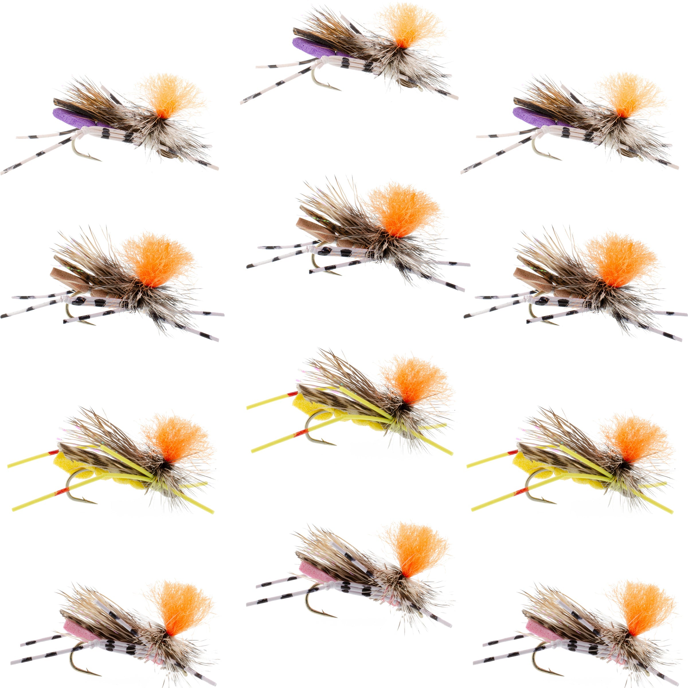Trout Fly Assortment - High Visibility Feth Grasshopper Dry Fly Collec ...