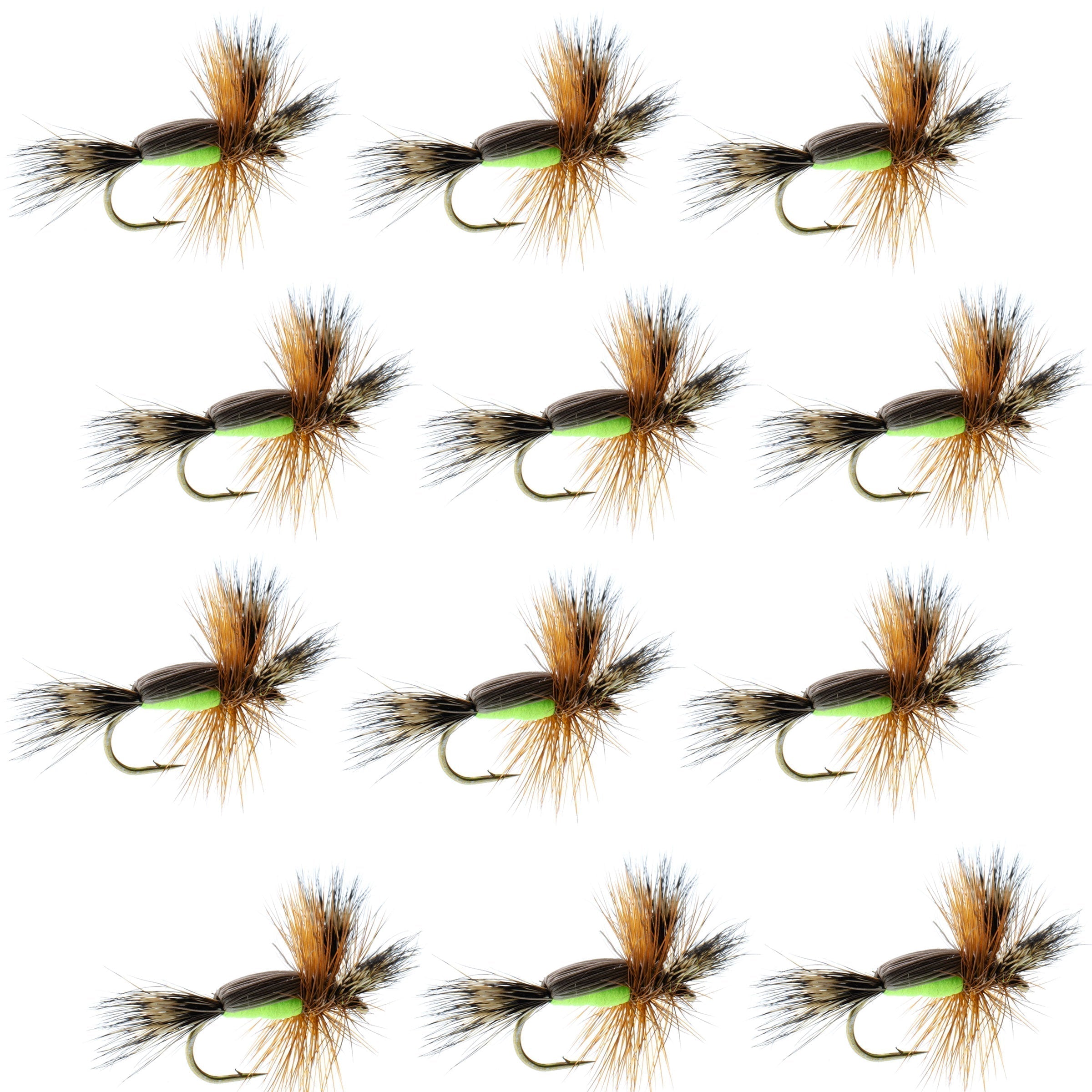 Chartreuse Humpy Classic Hair Wing Dry Fly - 1 Dozen Flies Hook Size 1 ...