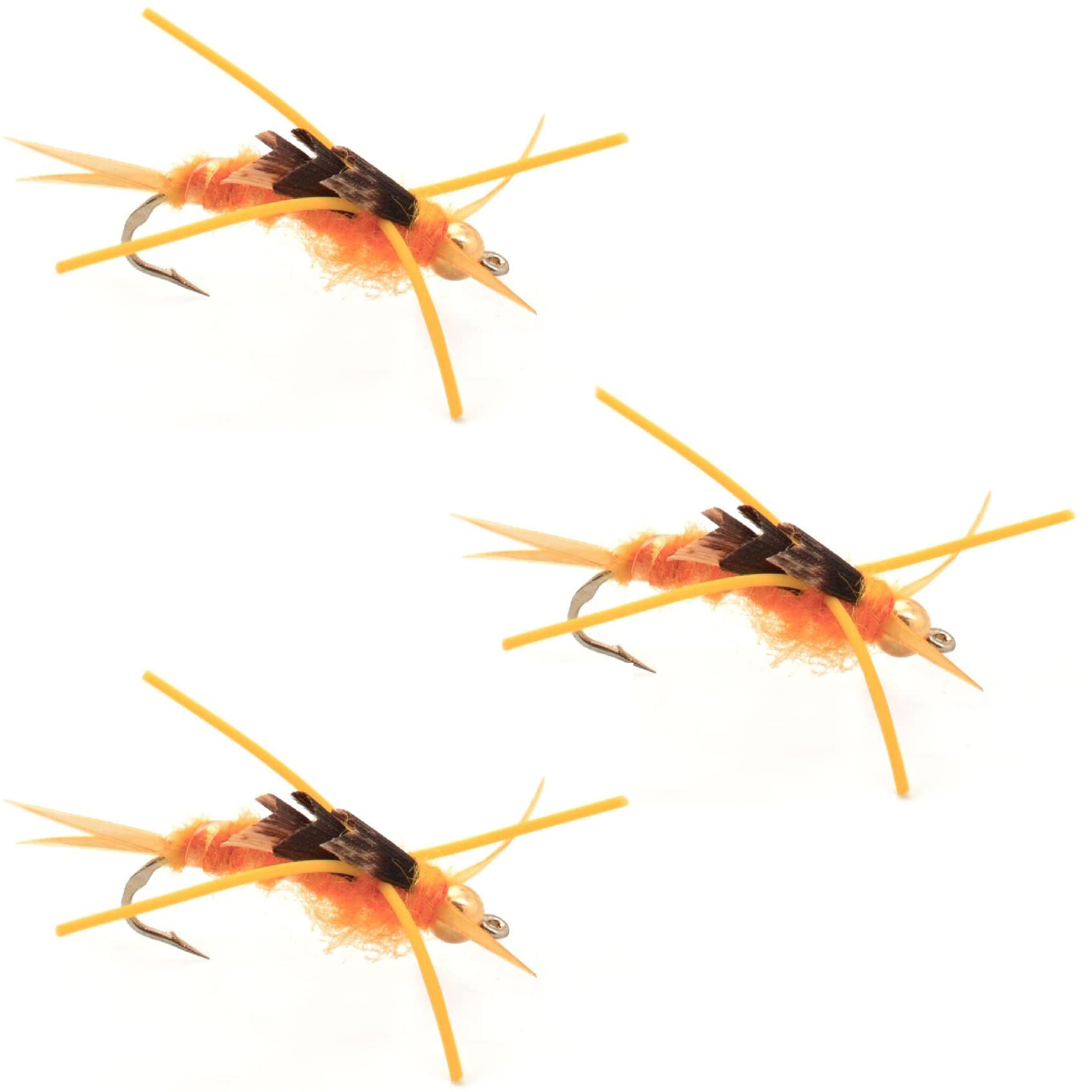3 Pack Gold Bead Kaufmann's Golden Stone Fly with Rubber Legs - Stonef ...