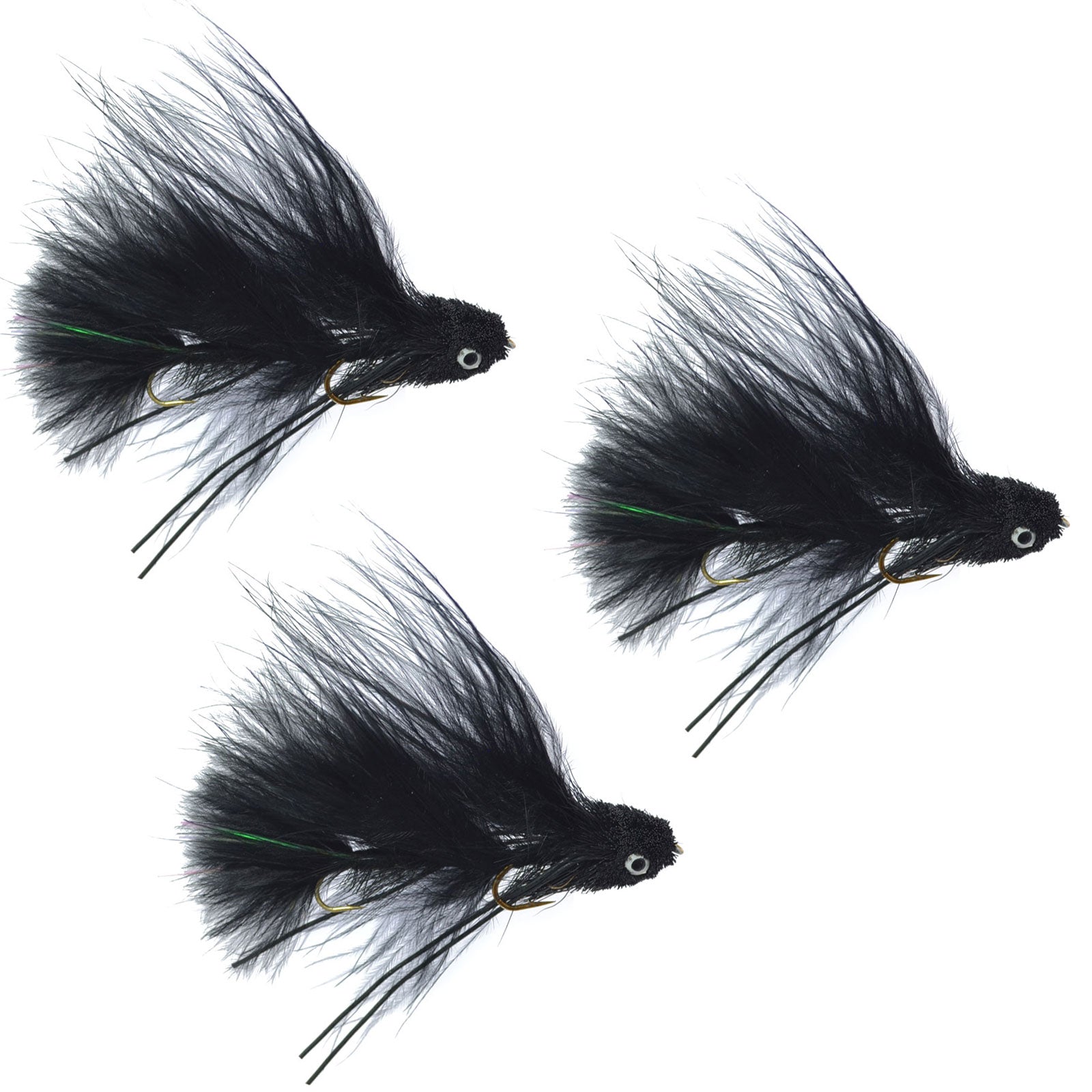 3 Pack Mini Sex Dungeon Streamer Black- Size 6 - Articulated Trout Bas ...