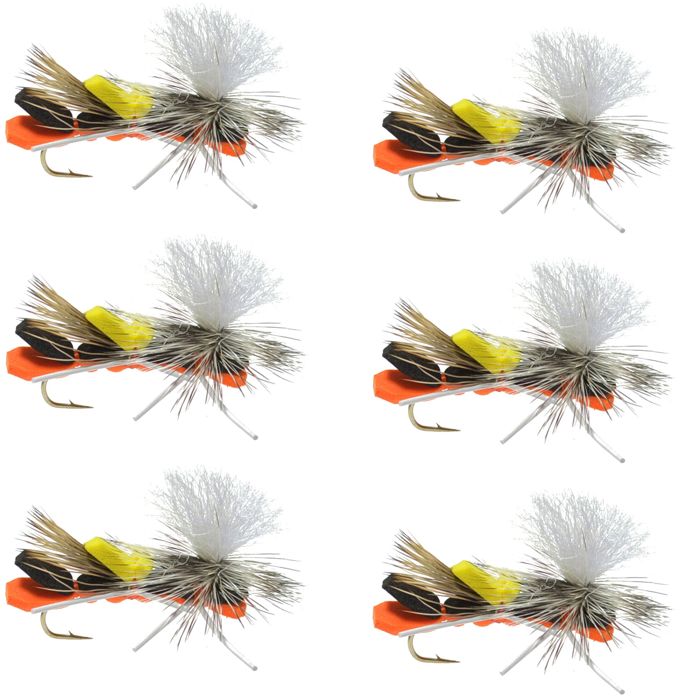 Parachute Chernobyl Ant Black Orange Foam Body Grasshopper Fly - 6 Fli ...