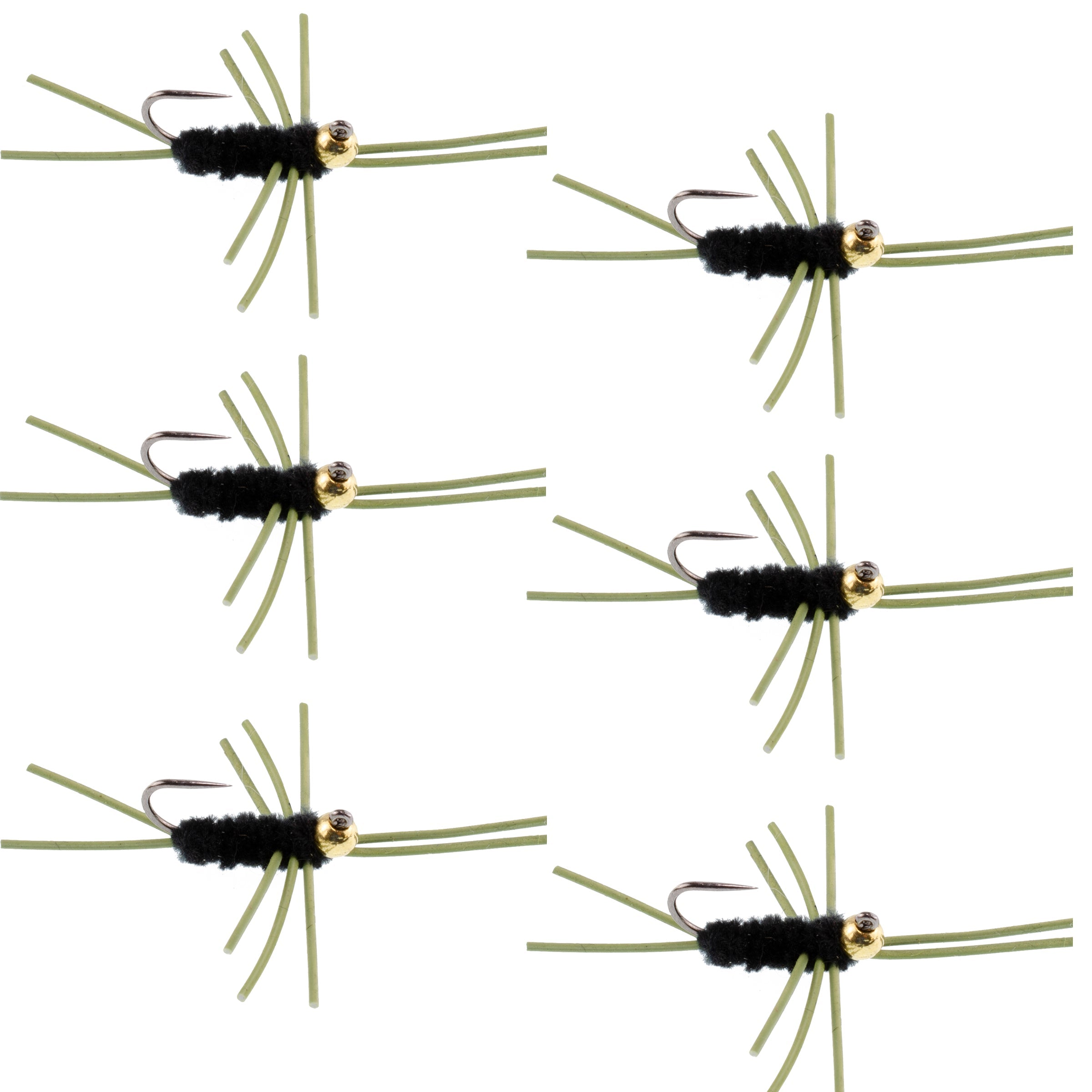 Barbless Pat's Rubber Legs Tungsten Bead Jigged Black Euro Nymph - Set ...