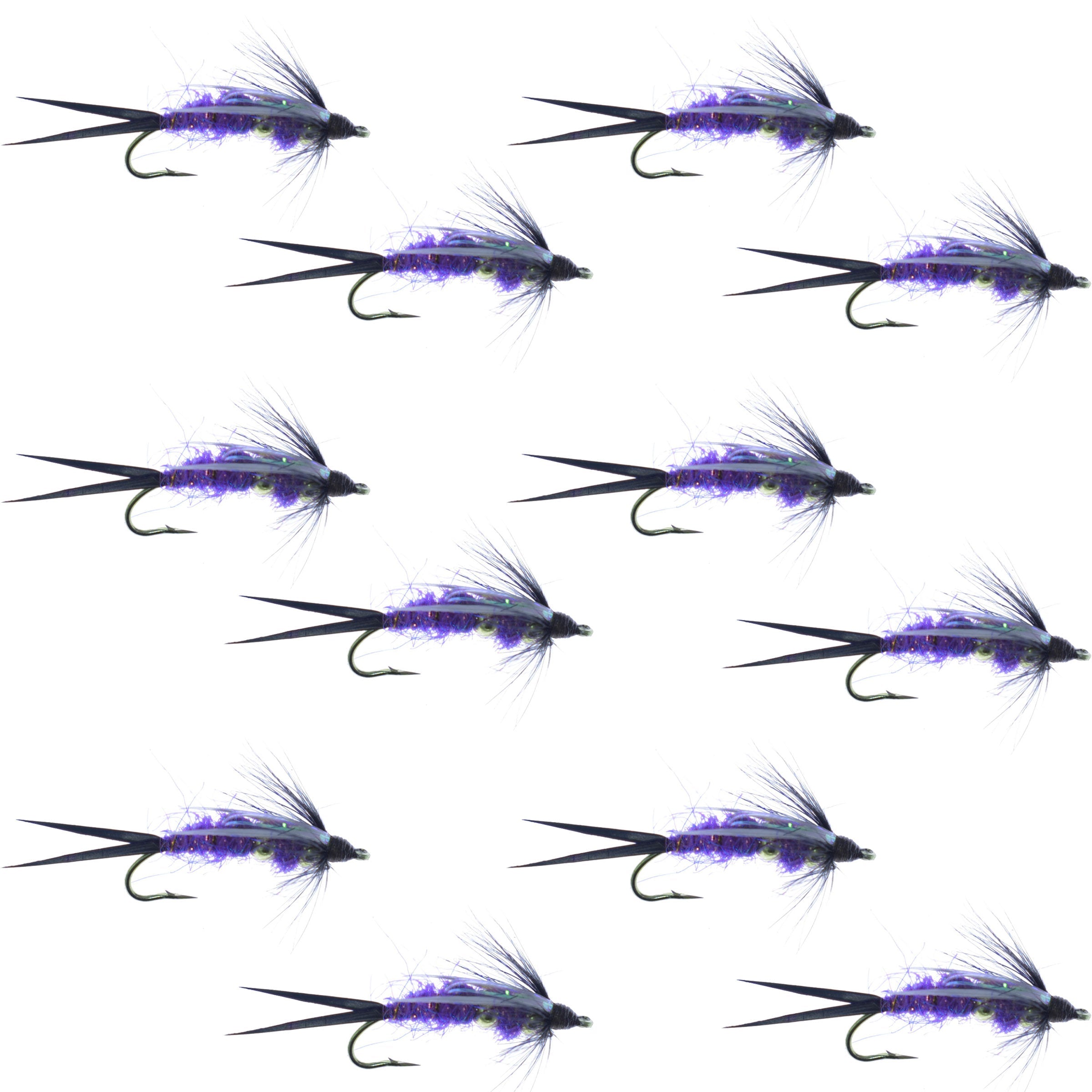 Double Bead Purple Psycho Prince Nymph Fly Fishing Flies - 1 Dozen Fli ...
