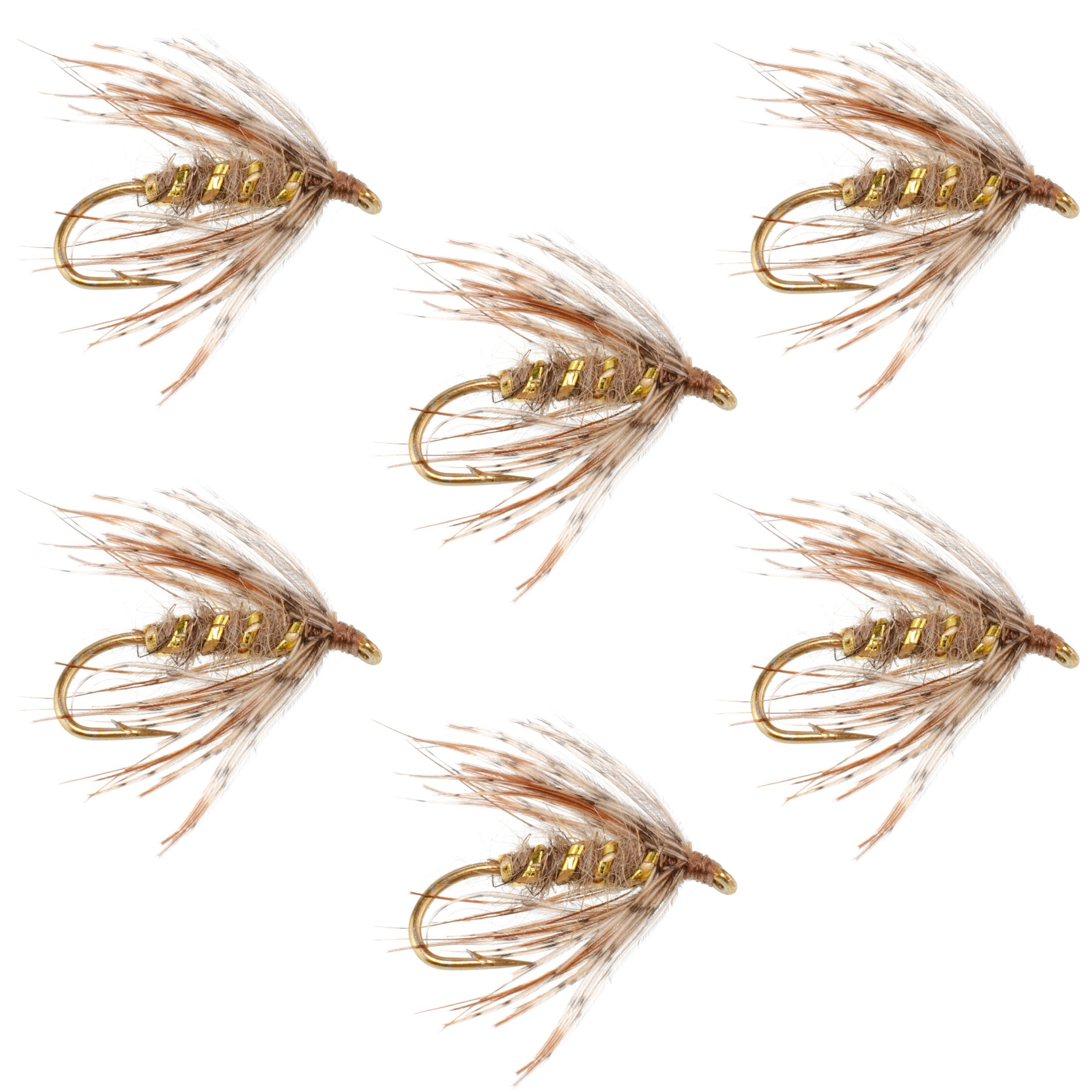 Soft Hackle March Brown Partridge Fly Fishing Wet Flies - 6 Flies Hook ...