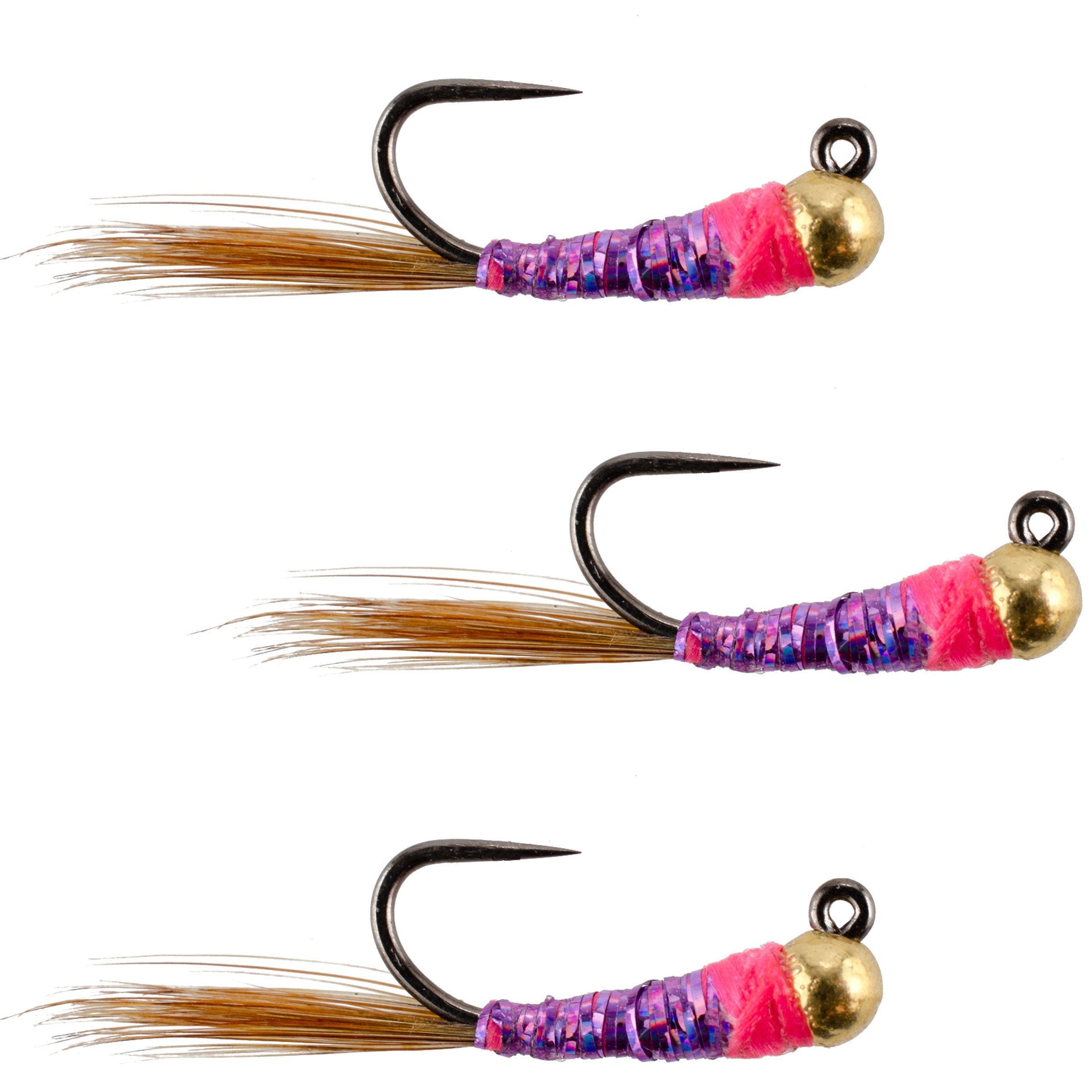 3 Pack Tungsten Bead Hot Spot Purple Perdigon Tactical Jig Spanish Cze ...