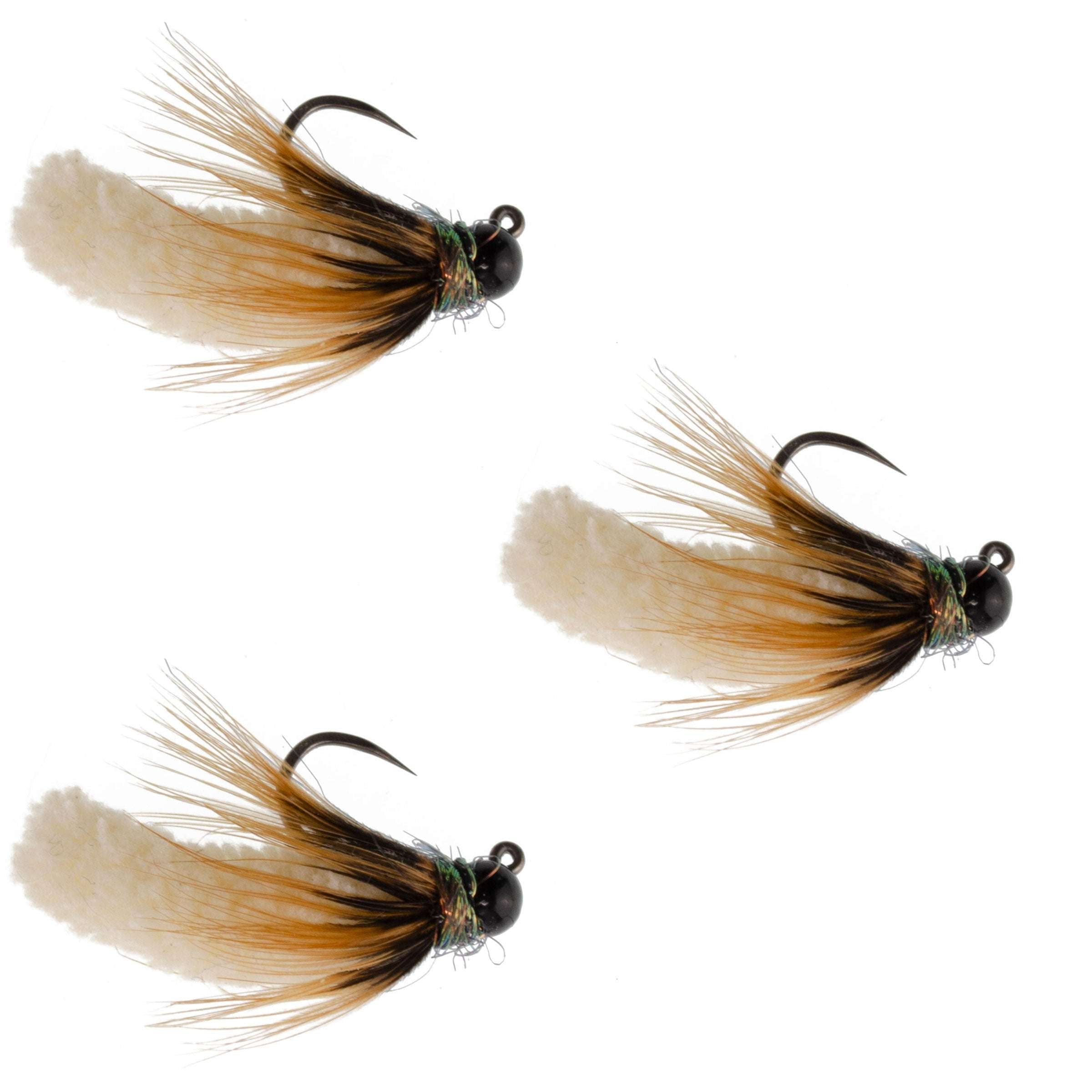 3 Pack Tungsten Bead Cream Mop Fly Tactical Jig Czech Euro Nymph Barbl ...