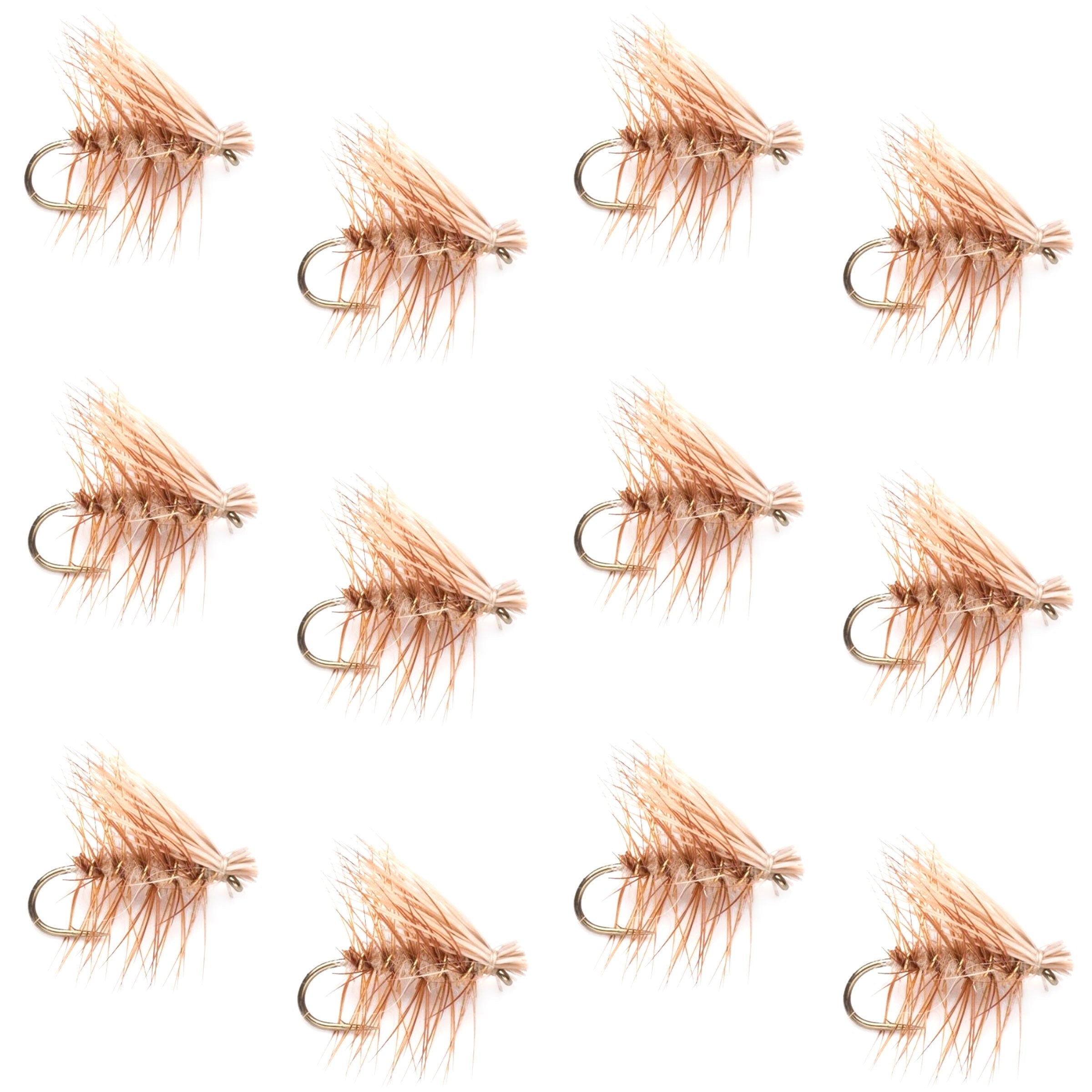 Barbless Tan Elk Hair Caddis Classic Trout Dry Flies 1 Dozen Flies Siz ...