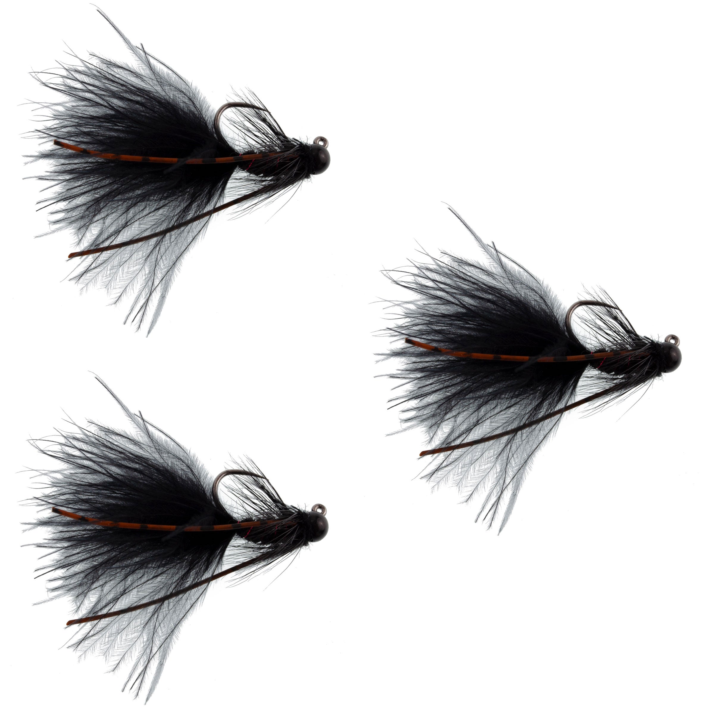 3 Pack Tungsten Bead Tactical Black Mini Bugger Czech Nymph Euro Nymph ...