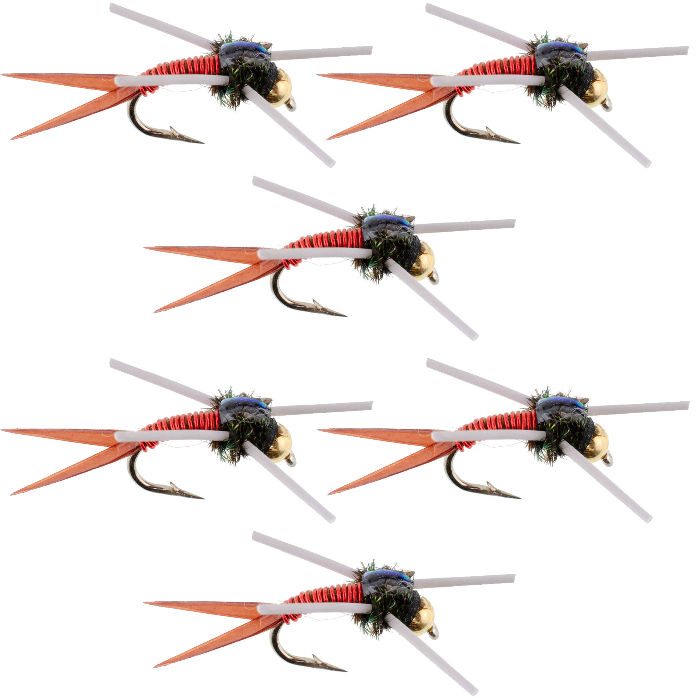 Tungsten Bead Head Rubber Legs Red Copper John Nymph Fly Fishing Flies ...