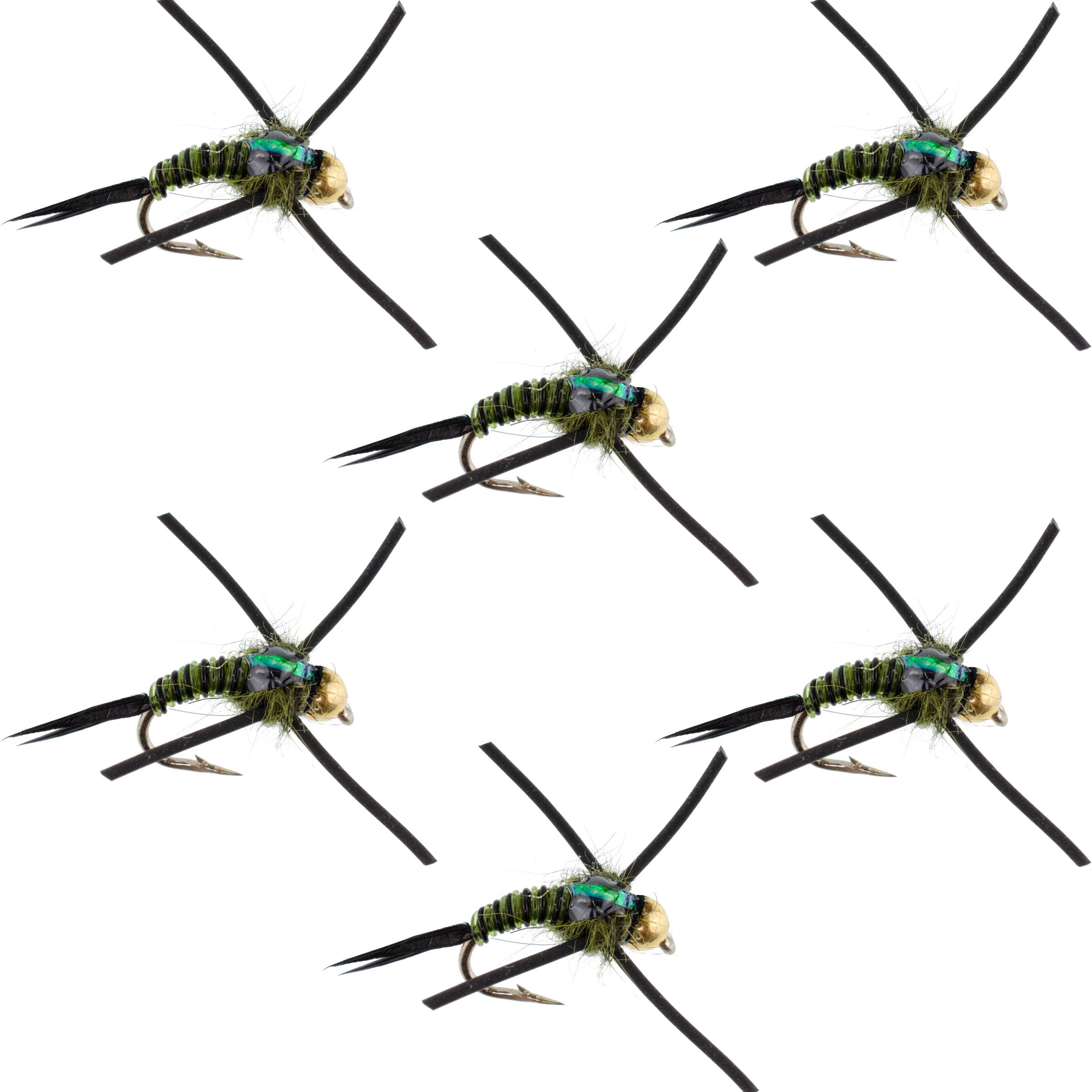 Tungsten Bead Head Rubber Legs Black Olive Zebra Copper John Nymph Fly ...