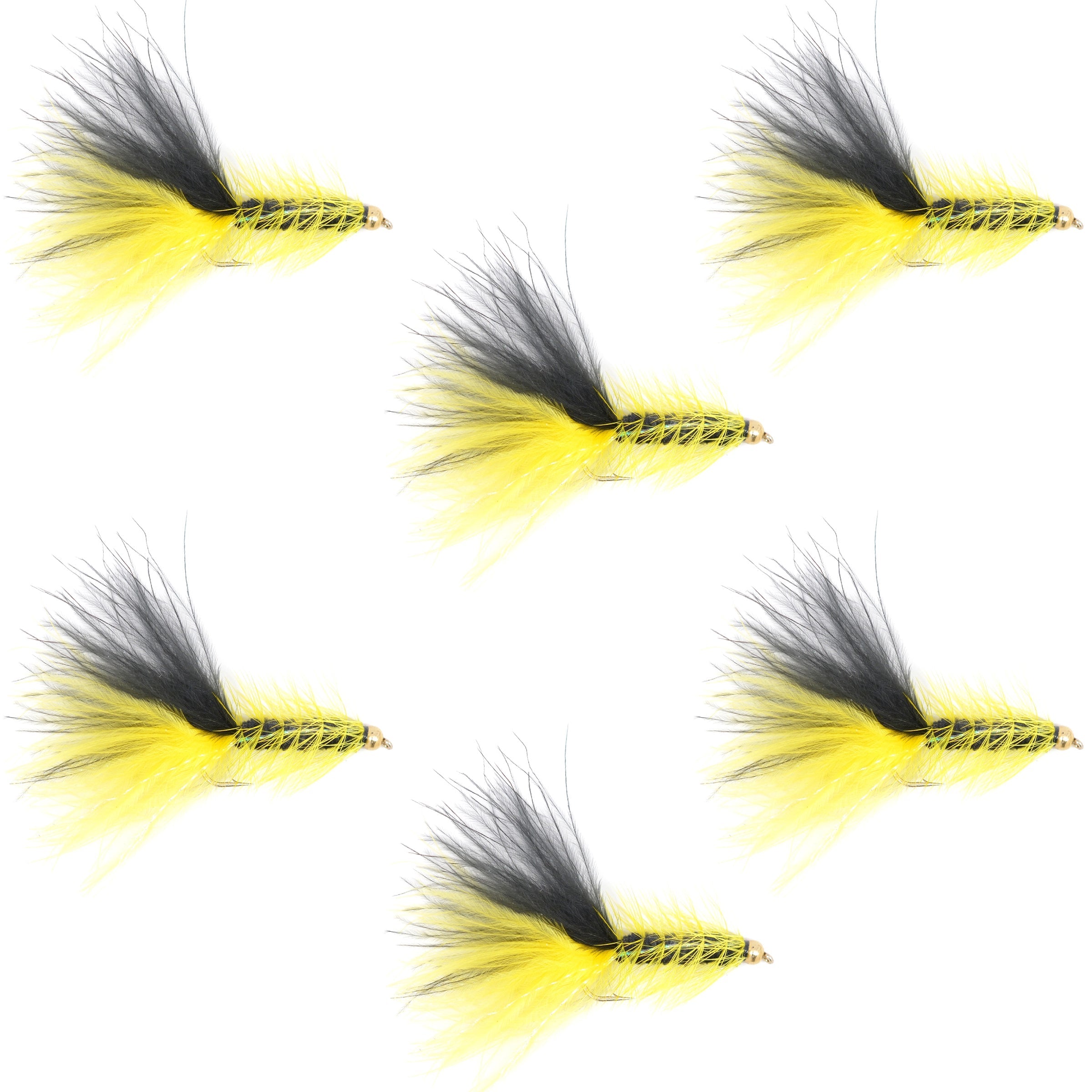 Yellow Black Bead Head Crystal Woolly Bugger Classic Streamer Flies ...