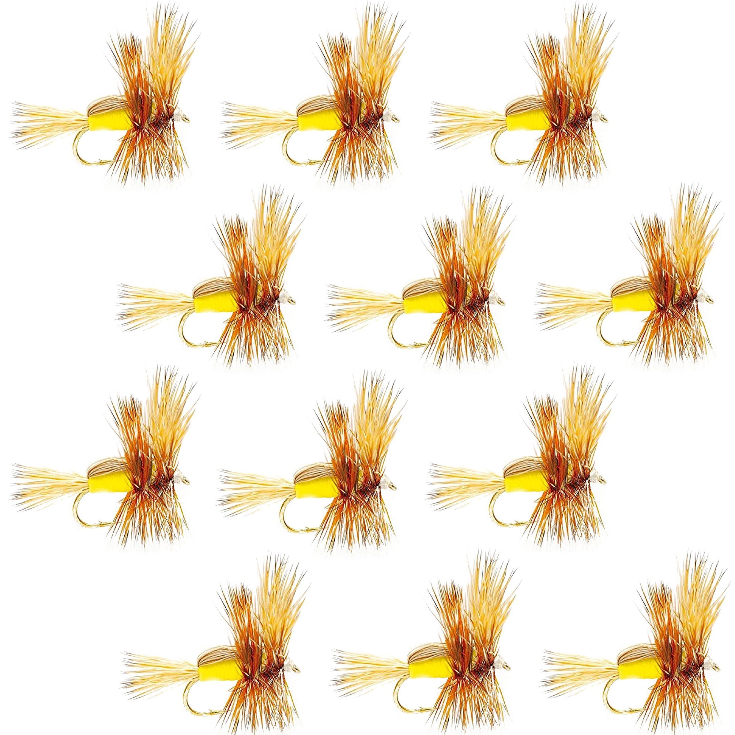 Yellow Humpy Classic Hair Wing Dry Fly - 1 Dozen Flies Hook Size 12 ...