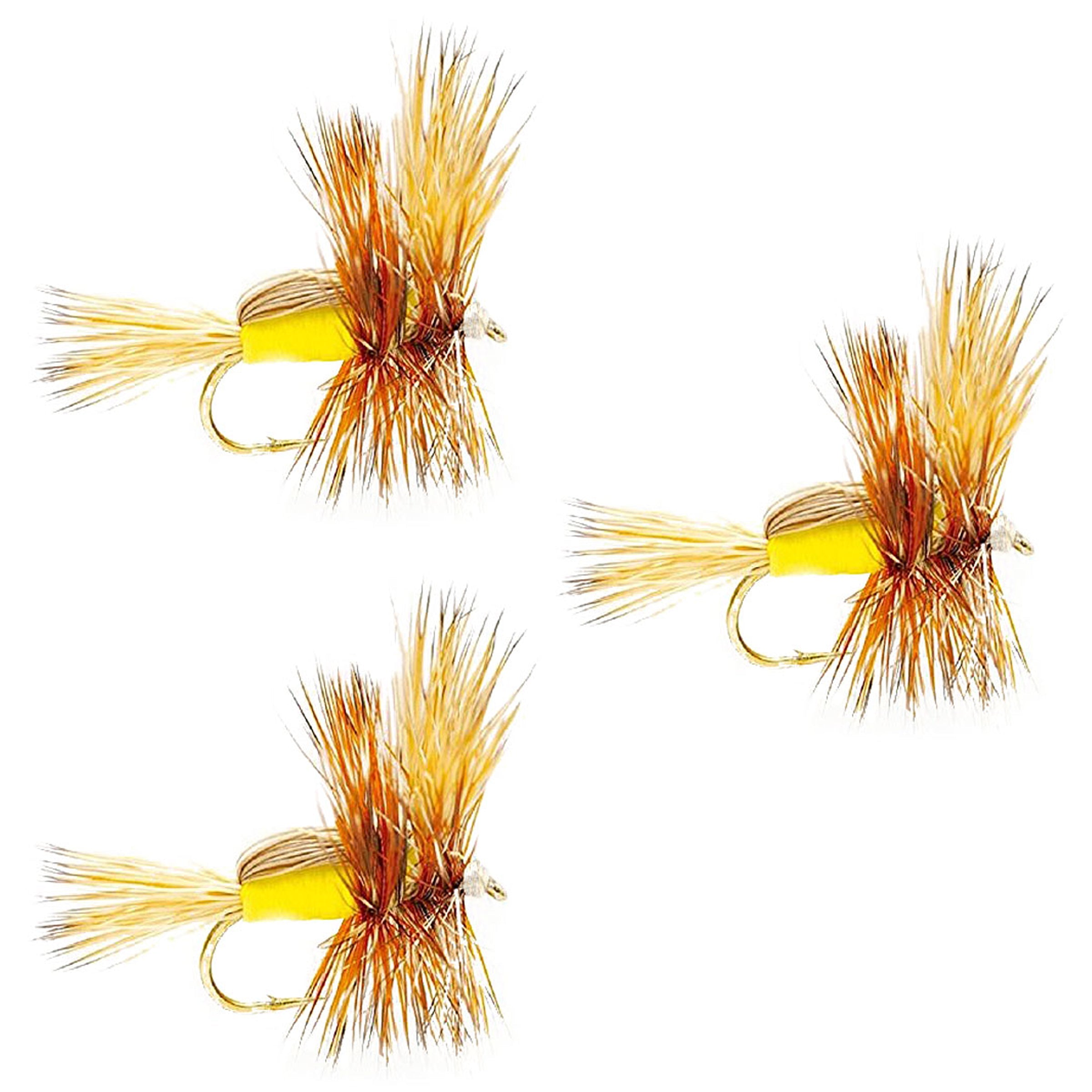 3 Pack Yellow Humpy Classic Hair Wing Dry Fly - Hook Size 16 – Outdoor ...