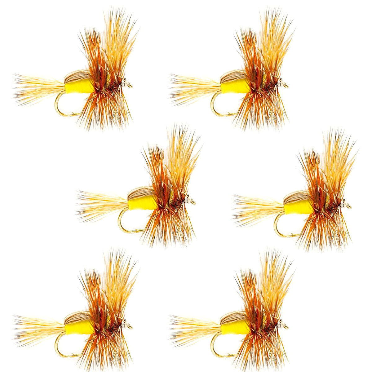 Yellow Humpy Classic Hair Wing Dry Fly - 6 Flies Hook Size 14 – Outdoor ...