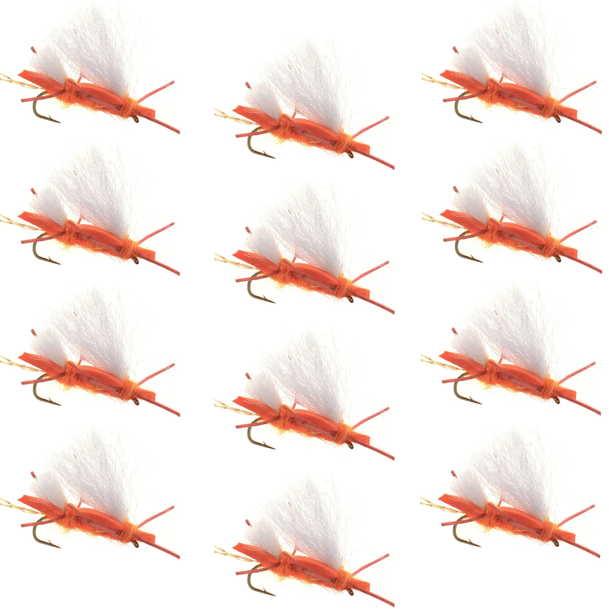 Chubby Chernobyl Ant Orange Foam Body Grasshopper Fly - 1 Dozen Flies ...