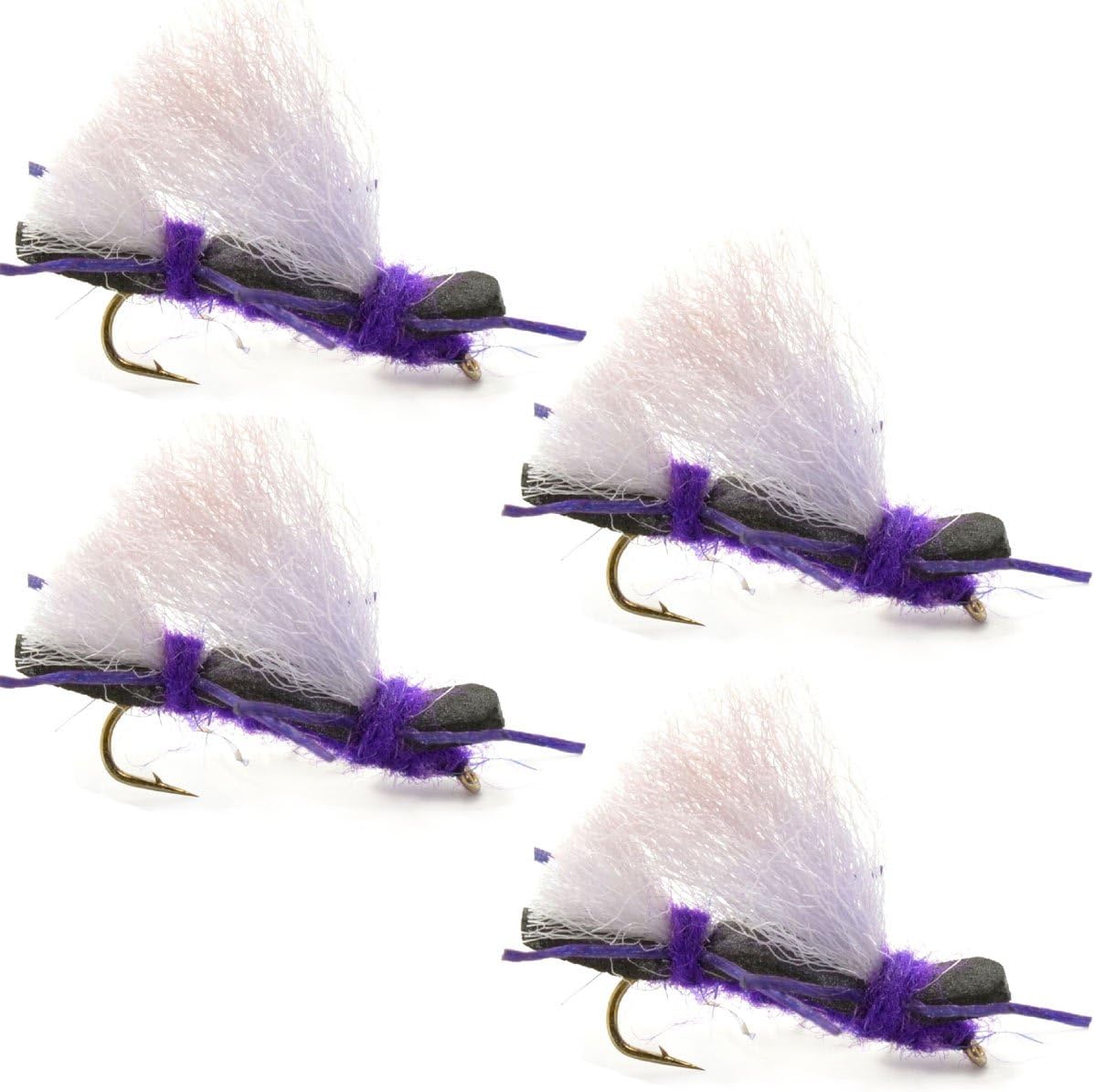 4 Pack Chubby Chernobyl Ant Purple Foam Body Grasshopper Fly - Hook Si ...