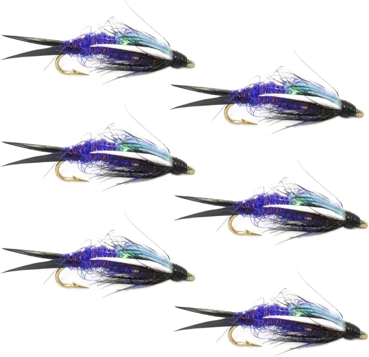 Double Bead Purple Psycho Prince Nymph Fly Fishing Flies - 6 Flies Hoo ...
